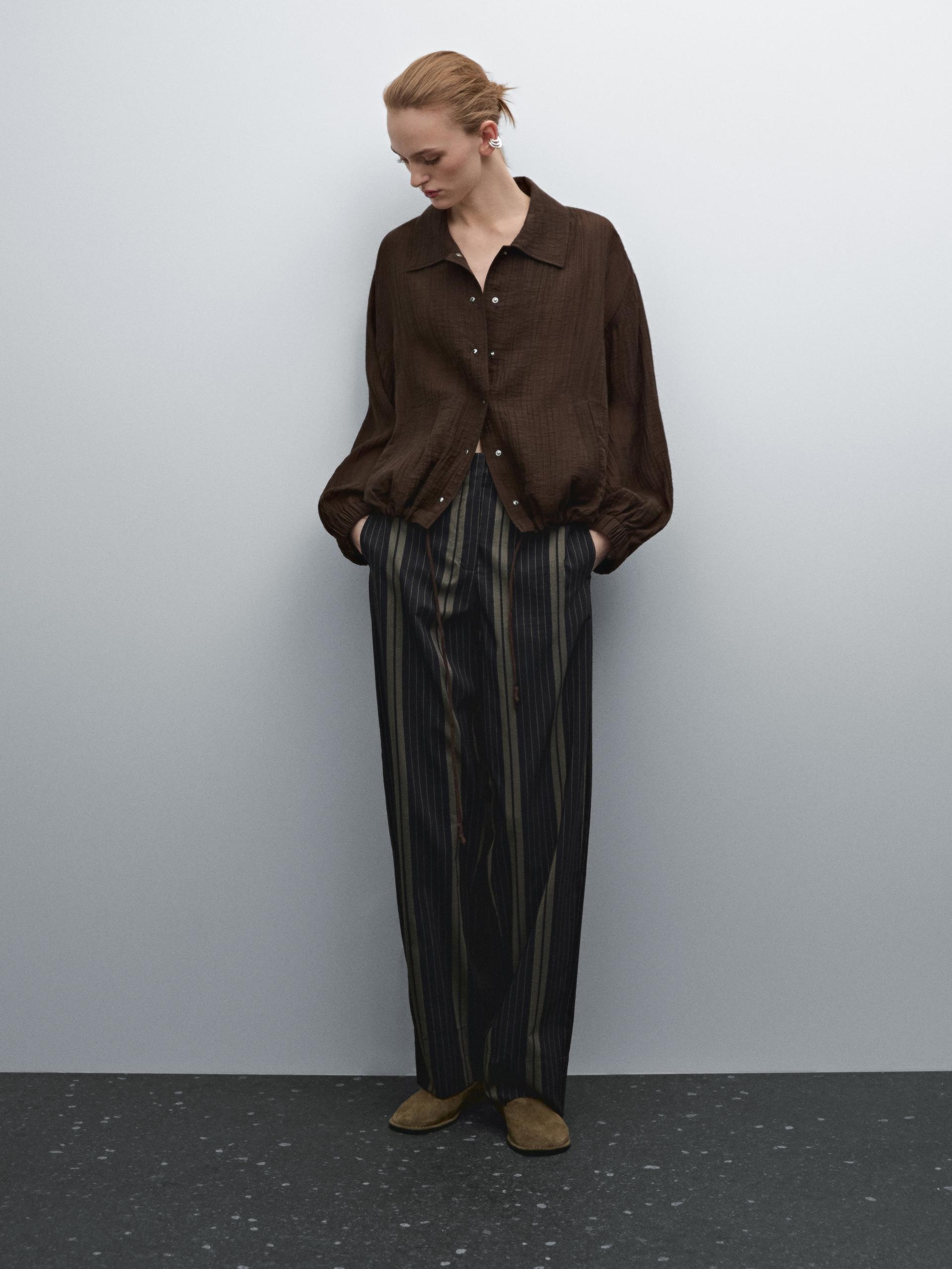 Flowing bomber jacket · Brown · Coats And Jackets | Massimo Dutti