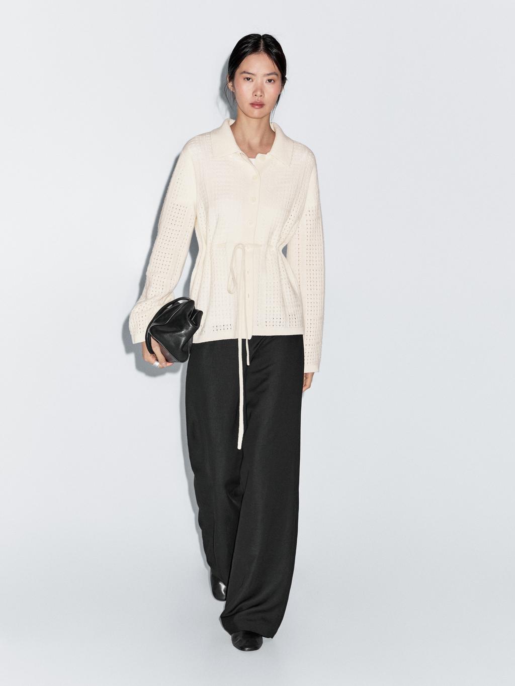 Katoenen vest met detail taille · Ecru · Tops En Andere Kledingstukken ...