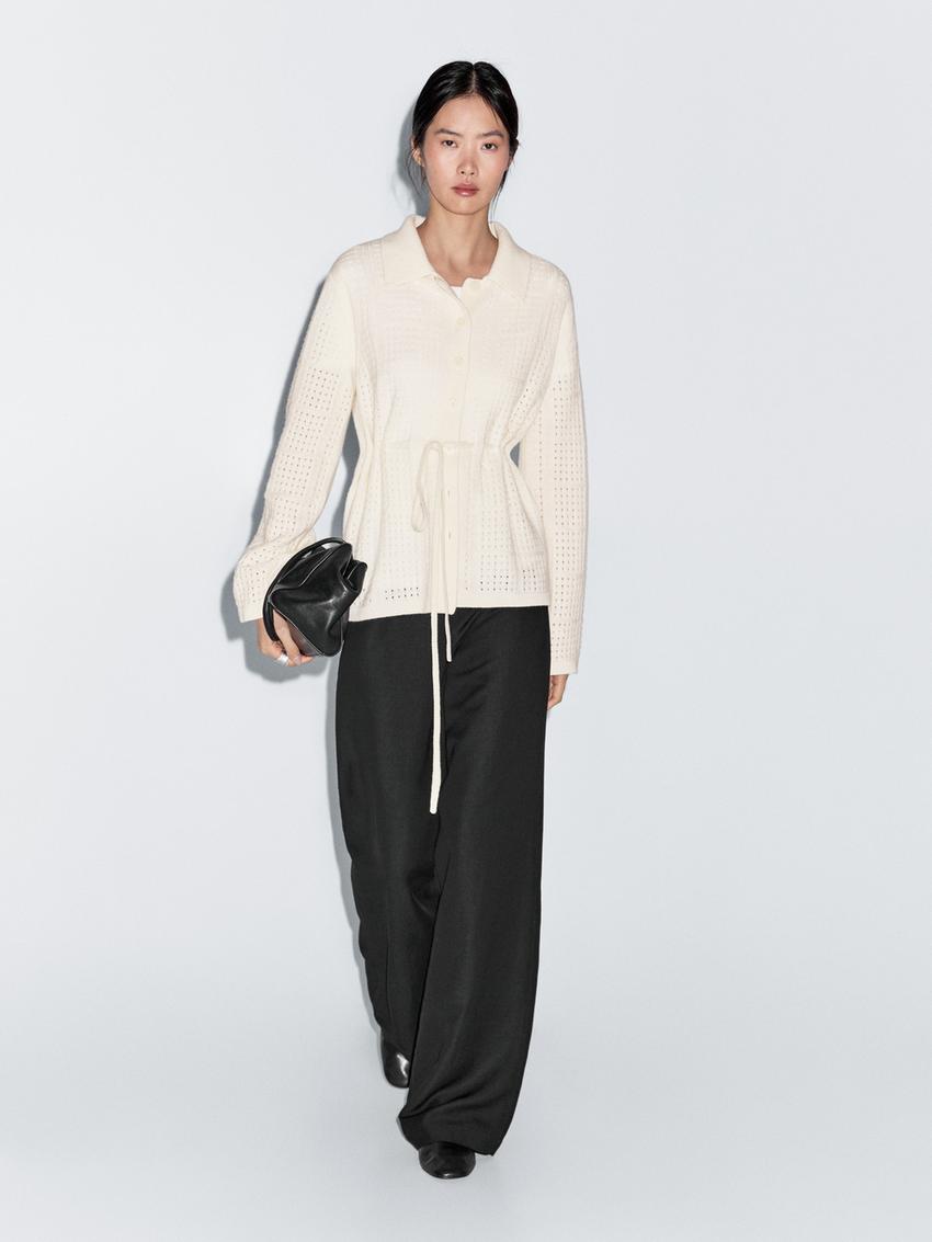 Katoenen vest met detail taille · Ecru · Tops En Andere Kledingstukken ...