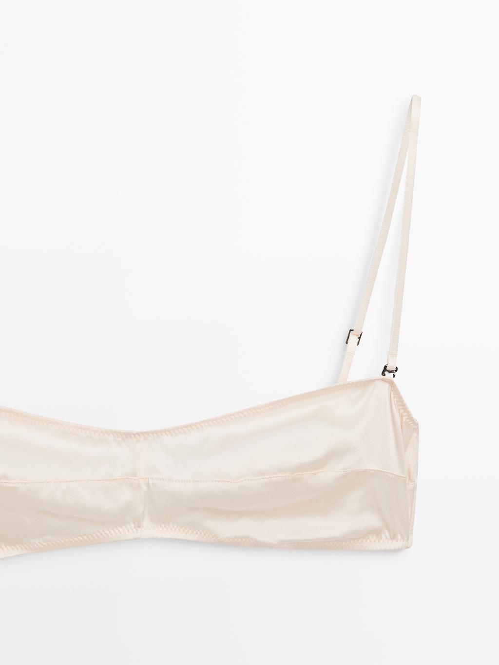 Silk blend bandeau top · Cream · Underwear | Massimo Dutti