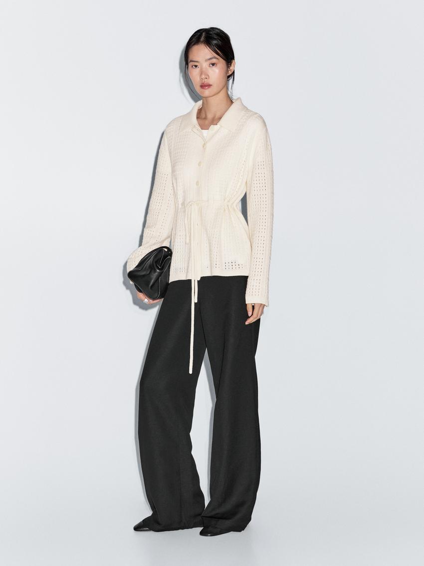 Katoenen vest met detail taille · Ecru · Tops En Andere Kledingstukken ...