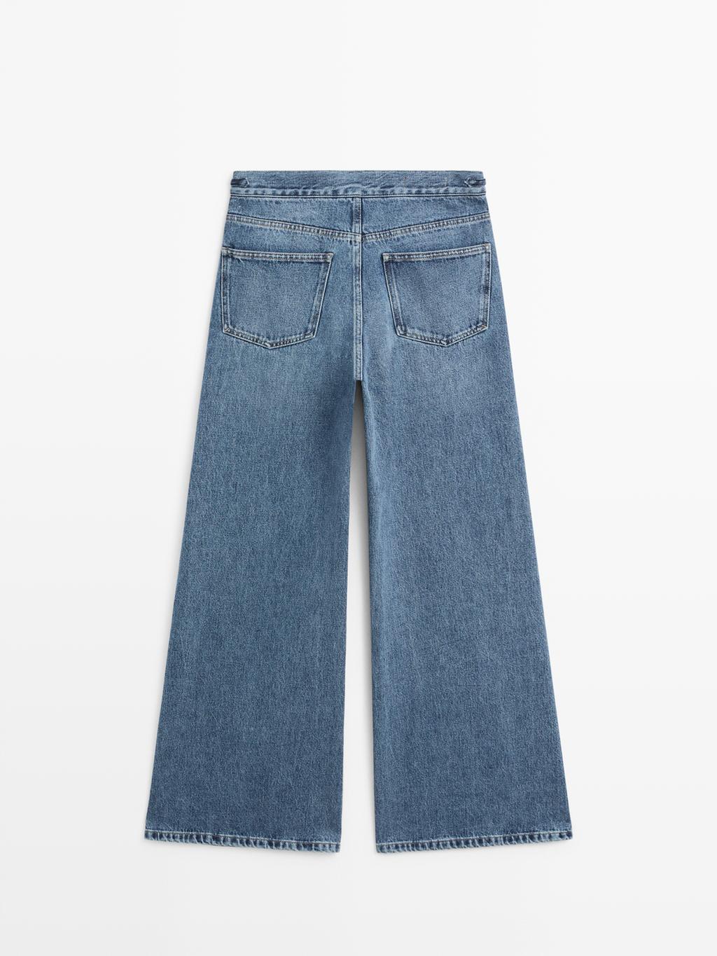 Mid-rise bell bottom jeans · Medium Blue · Trousers | Massimo Dutti