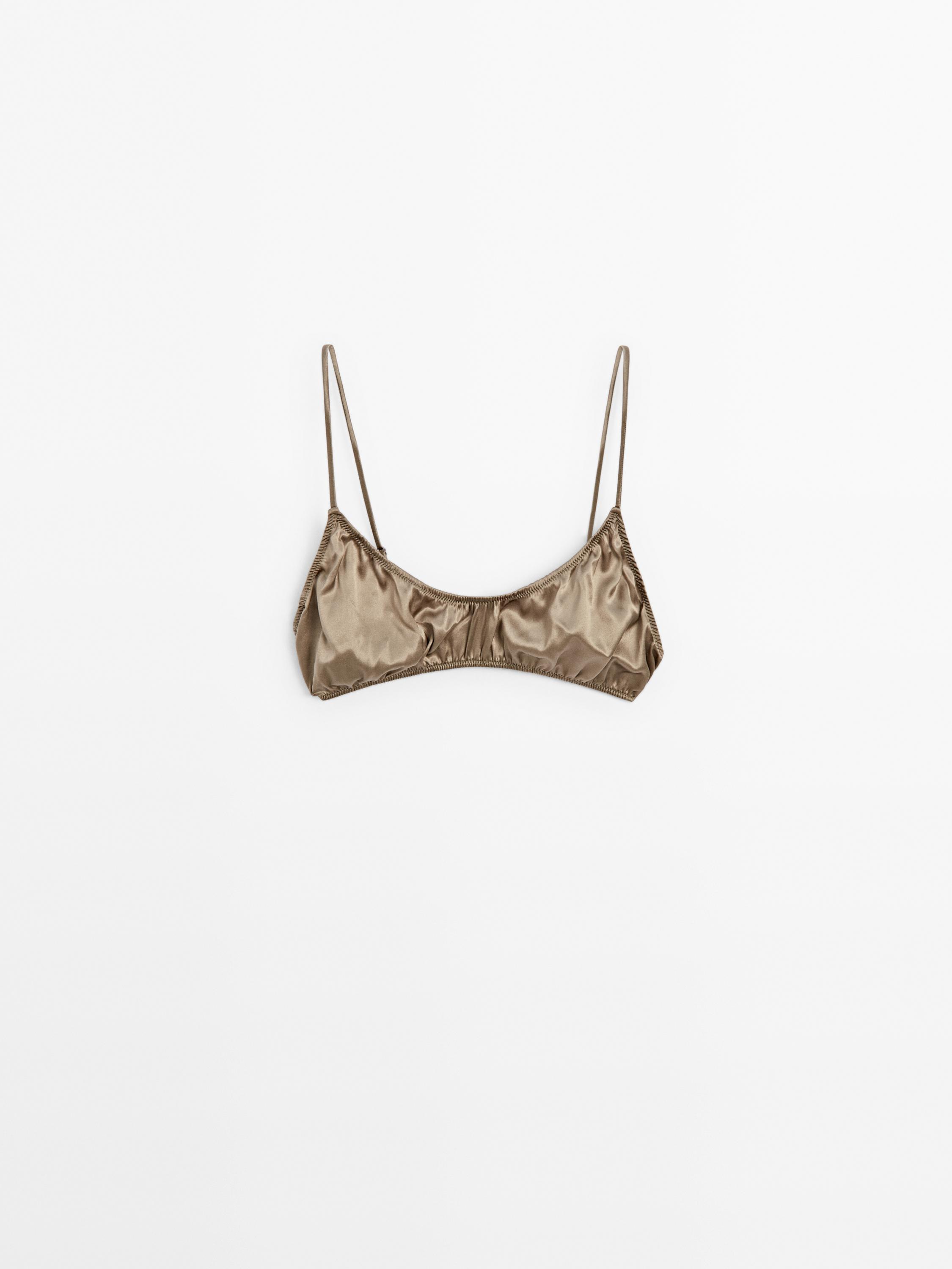 Satin triangle bra - Studio · Mink, Copper · Accessories | Massimo Dutti