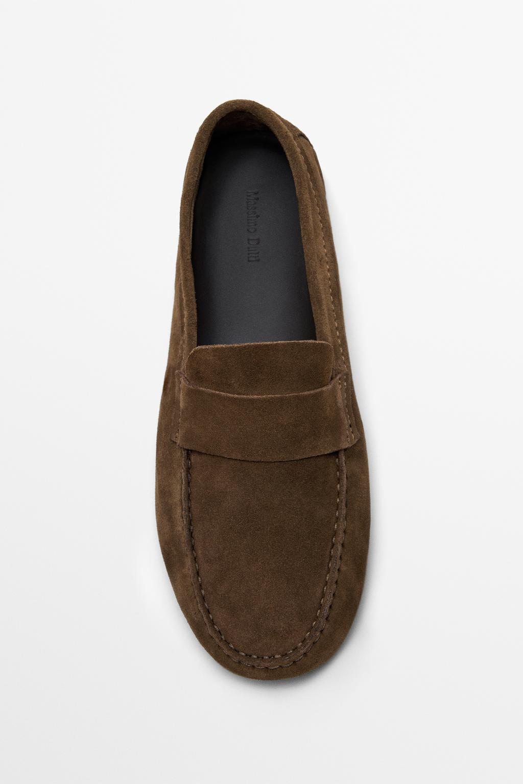 Mocasini din piele cu bandă decorativă · Maro · Loafer | Massimo Dutti