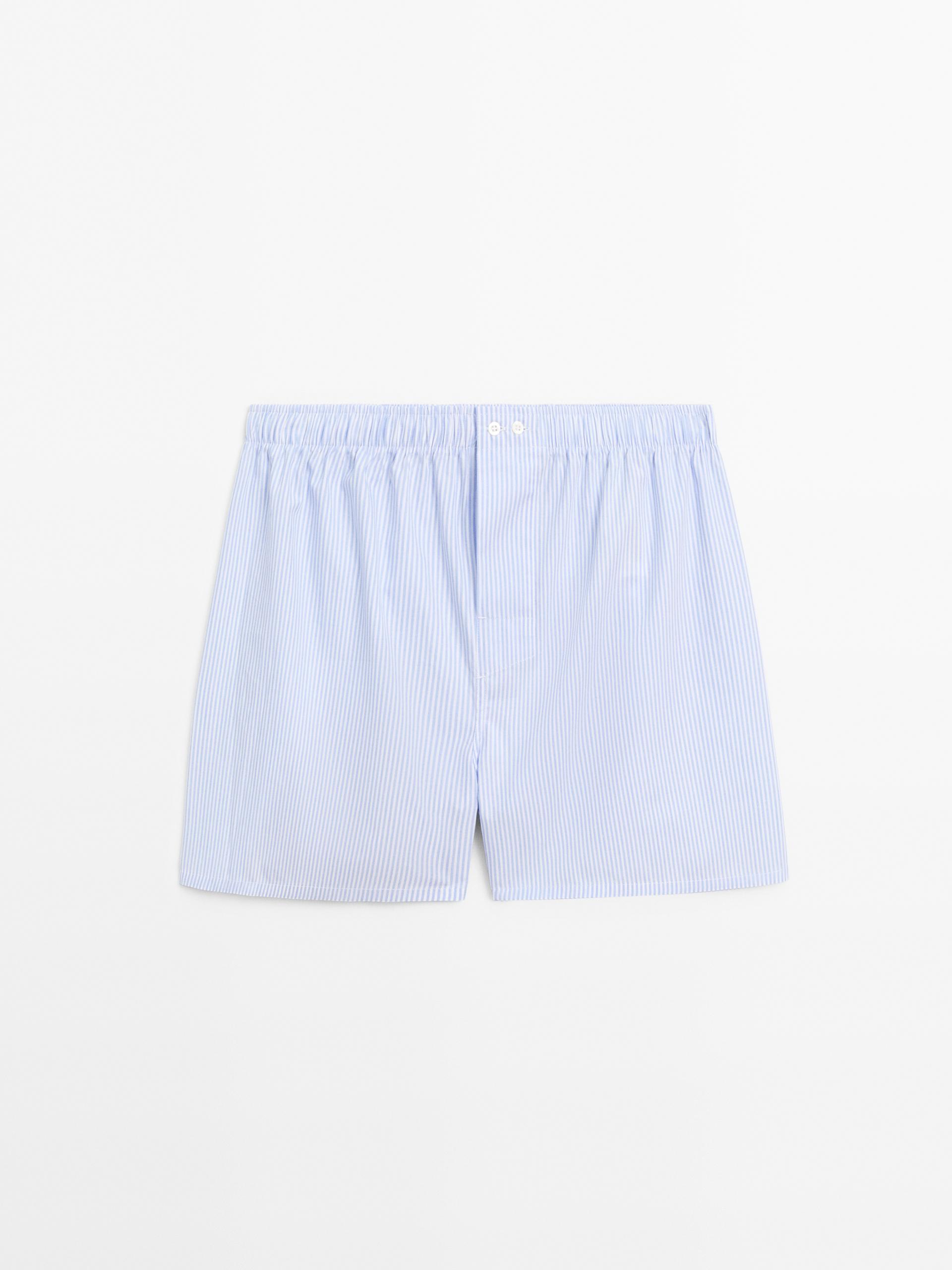 Calzón raias 100 % algodón · Celeste · Homewear | Massimo Dutti