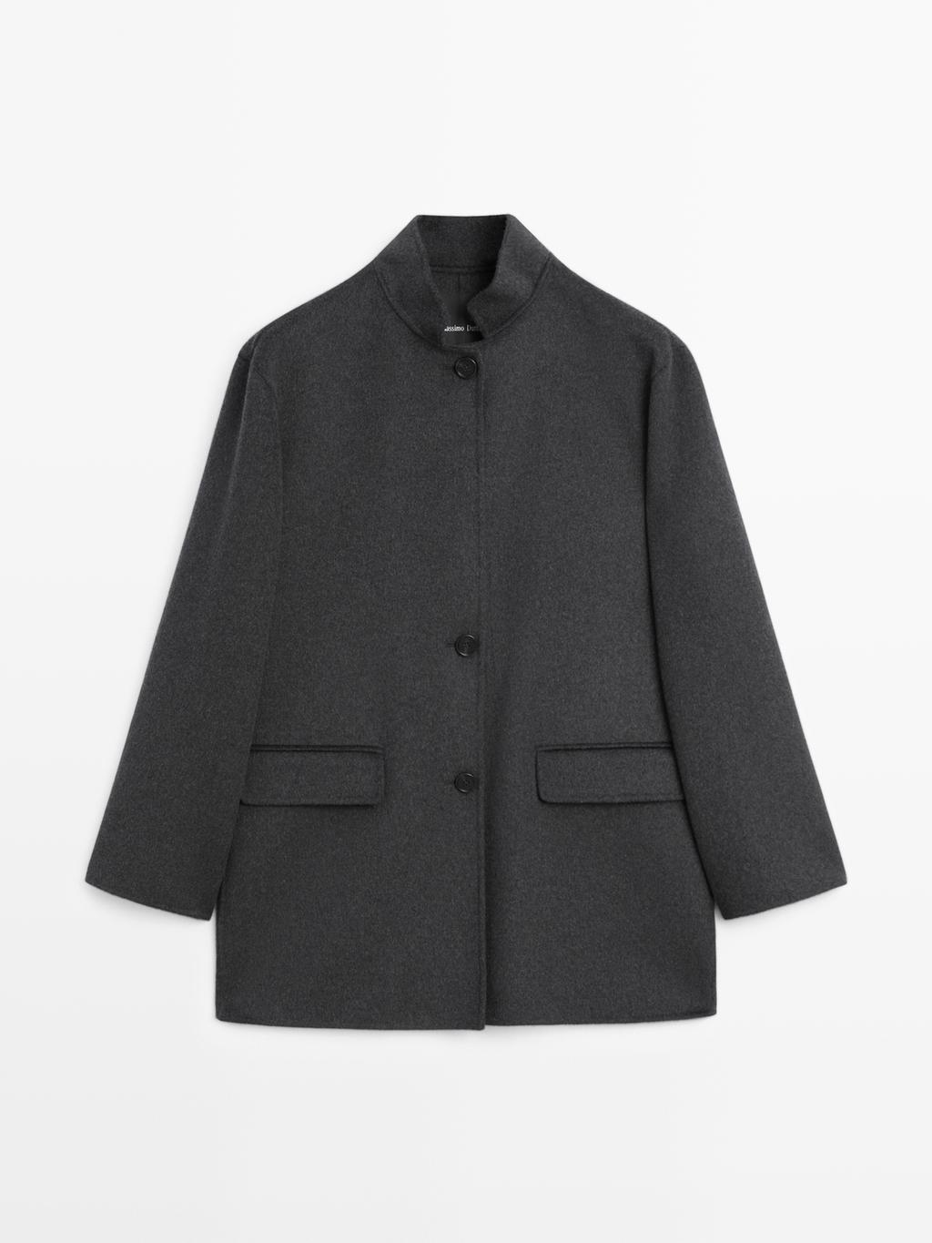 Wool blend high neck coat · Dark Grey · Coats And Jackets | Massimo Dutti