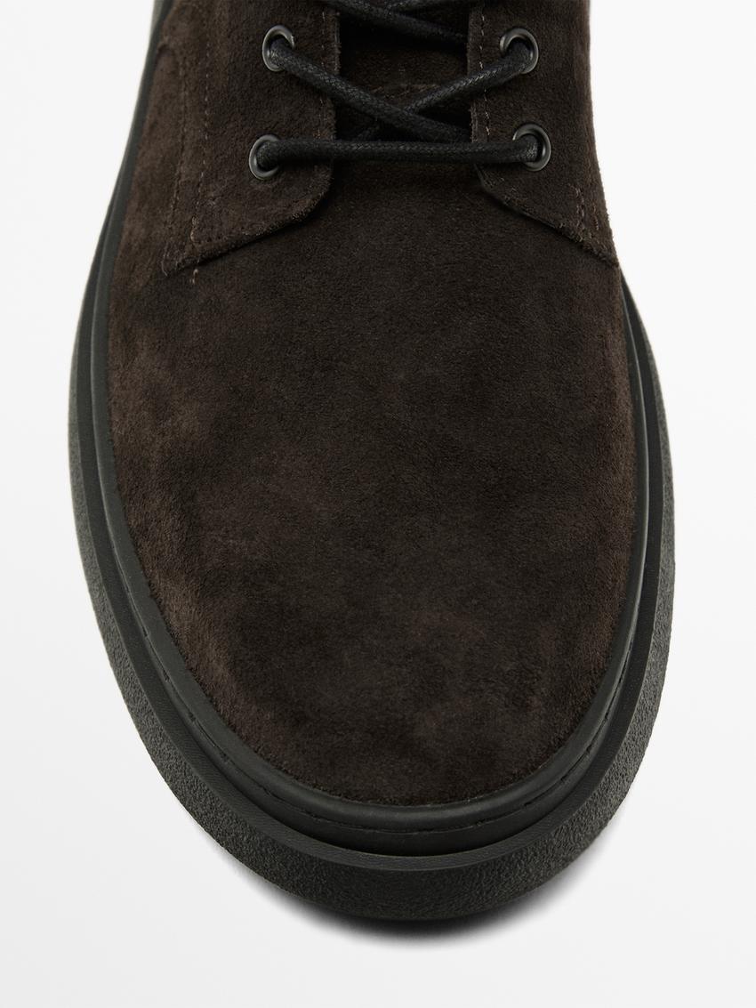 Split suede boots · Brown, Brown · Shoes | Massimo Dutti