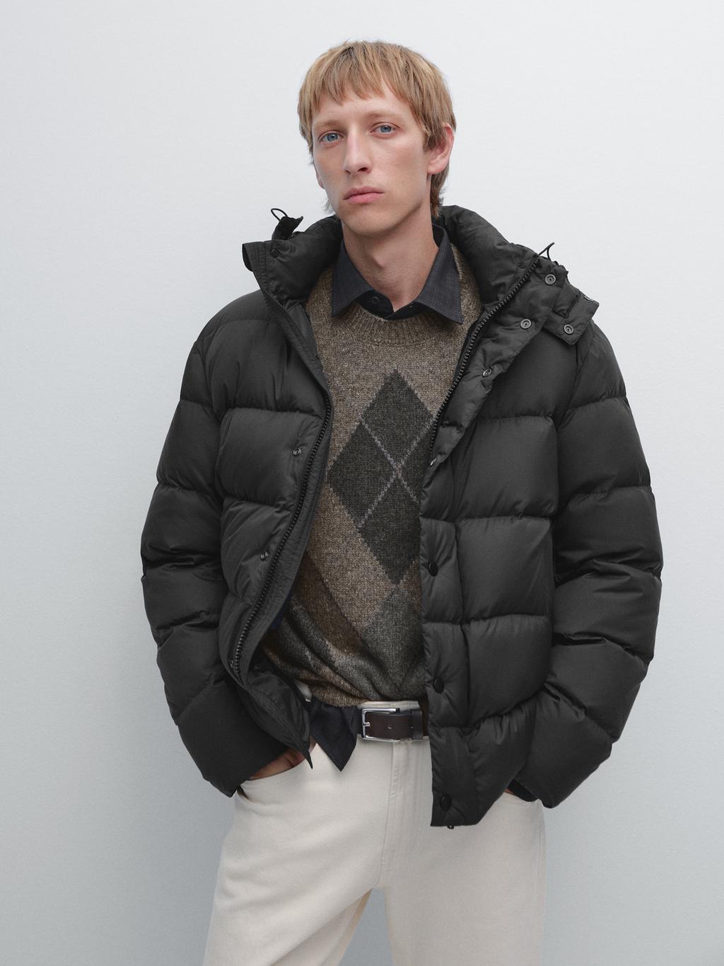 Xhup me pupla me kapuç · Gri E Errët, Kafe Urithi · Coats | Massimo Dutti
