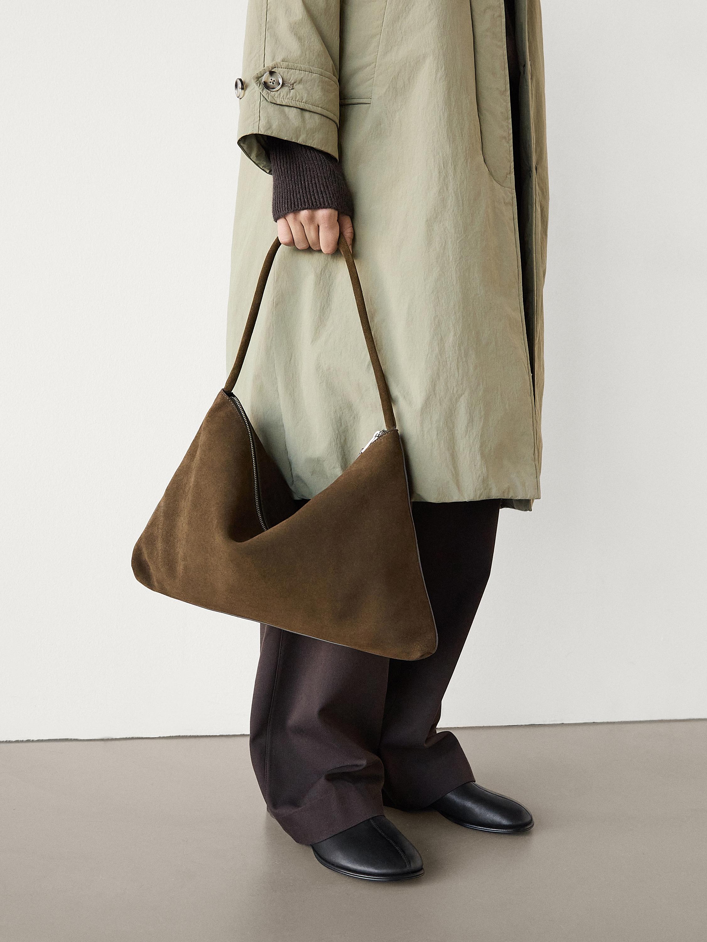 Split cowhide leather bag · กากี, น้ำตาล, ทราย · Accessories | Massimo ...