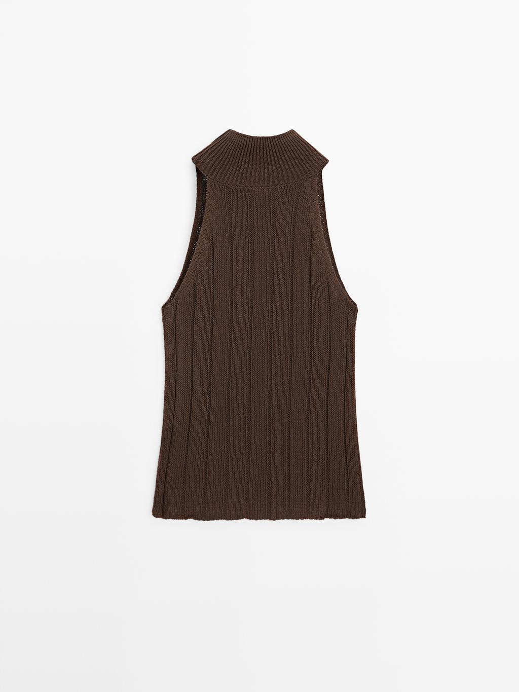 Top halter mezcla algodón · Chocolate · Tops Y Otras Prendas | Massimo ...