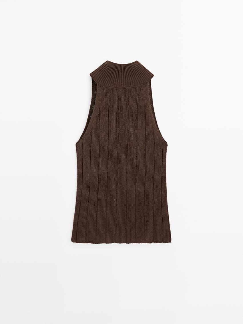 Top halter mezcla algodón · Chocolate · Tops Y Otras Prendas | Massimo ...