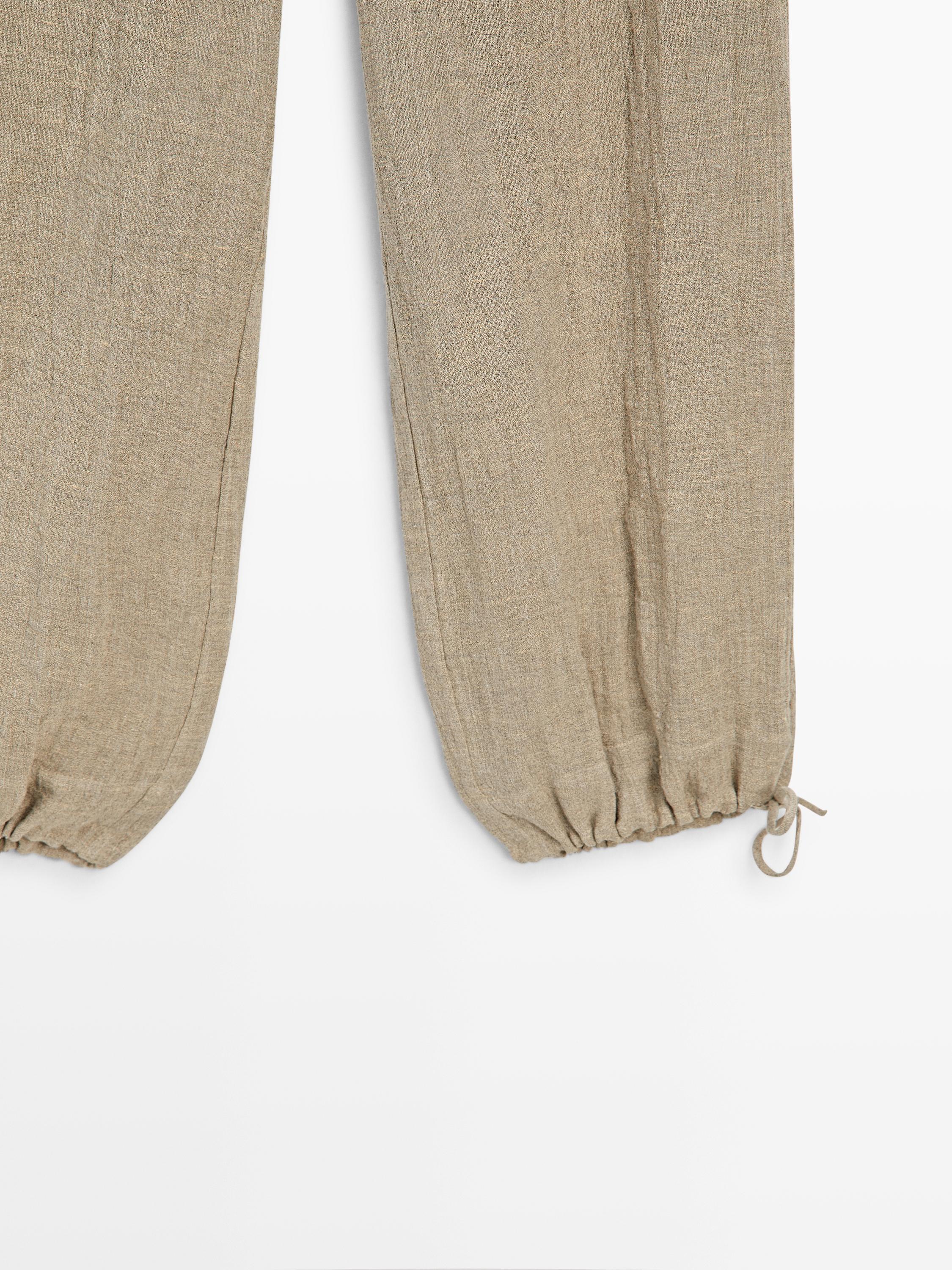 Pantalón bombacho mezcla lino · Piedra · Pantalón | Massimo Dutti