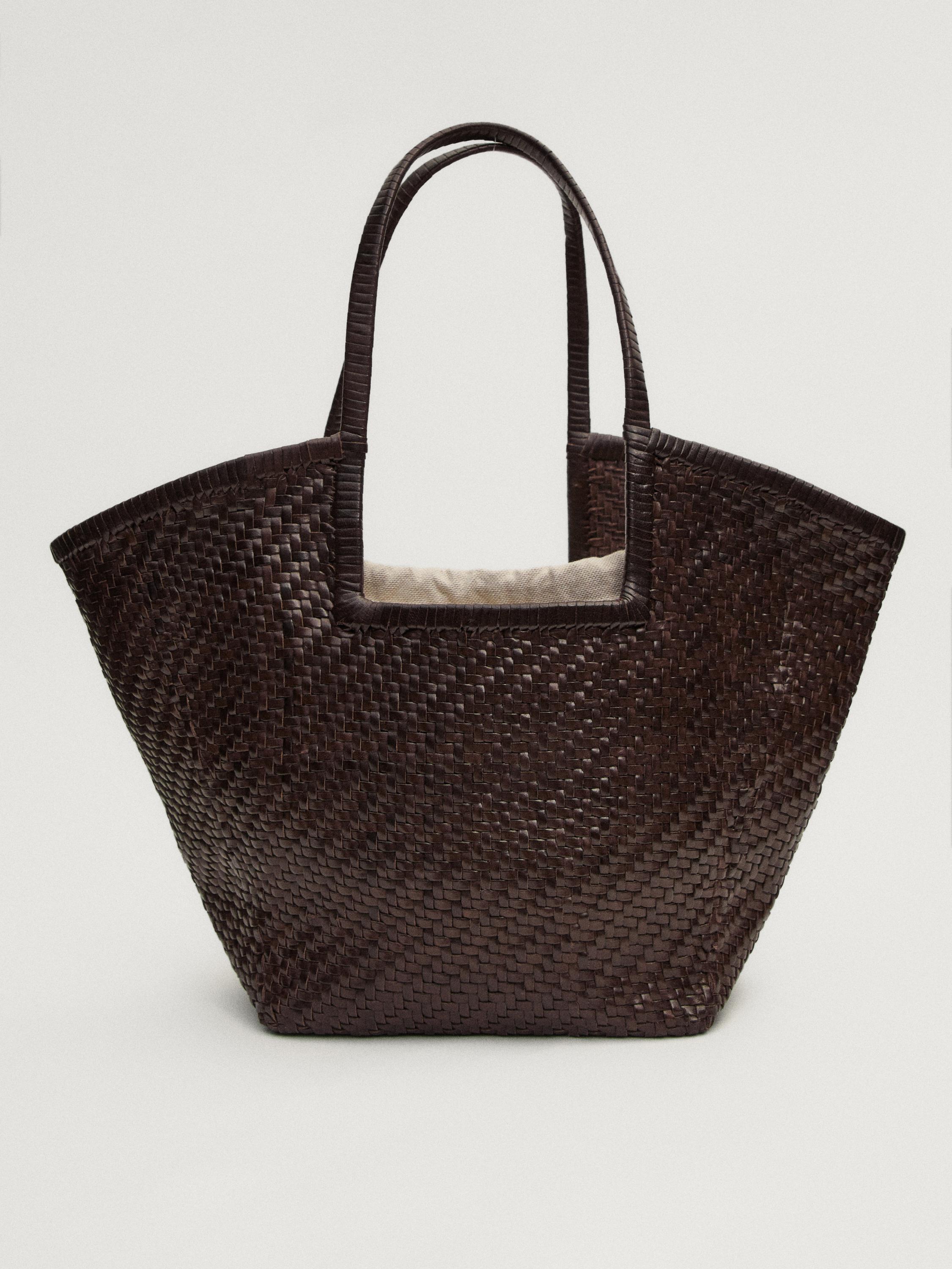 Woven nappa leather basket bag · Brown · Accessories | Massimo Dutti