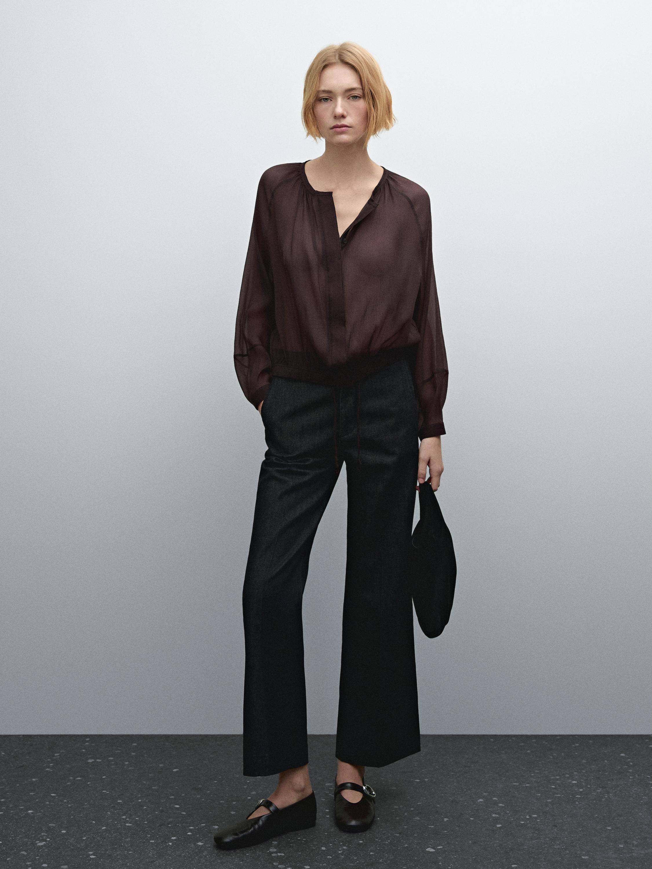 Flowing semi-sheer bomber jacket · Wine Red · Coats And Jackets ...