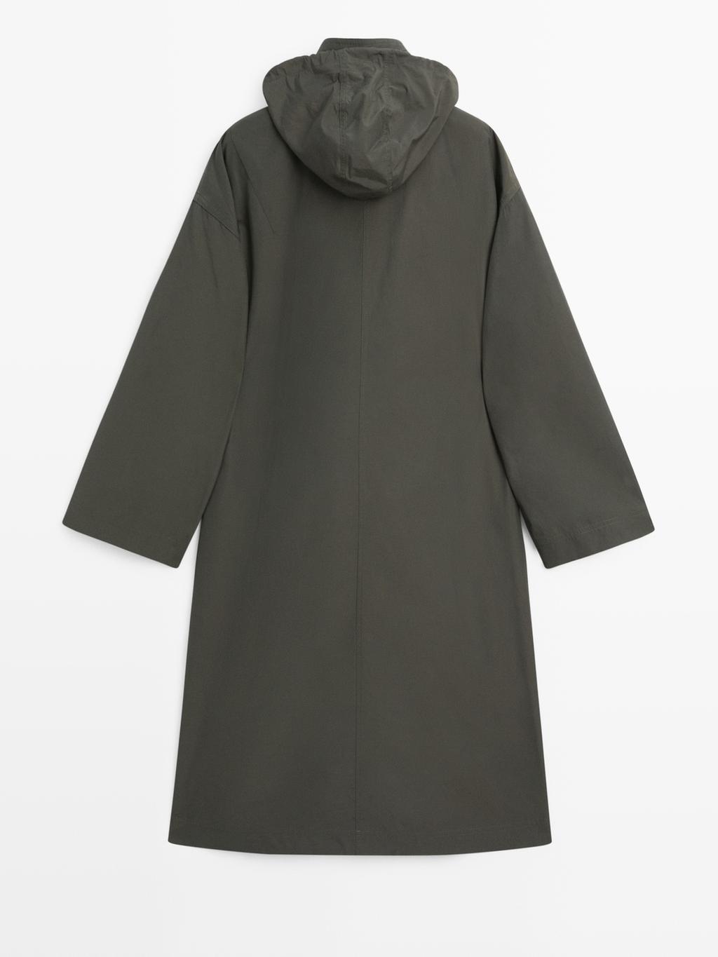 Technical fabric trench coat with hood · Bottle Green · Coats | Massimo ...