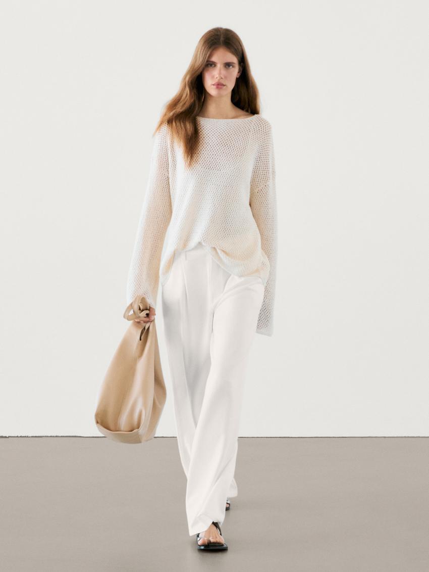 Pantalones blancos para mujer - Massimo Dutti