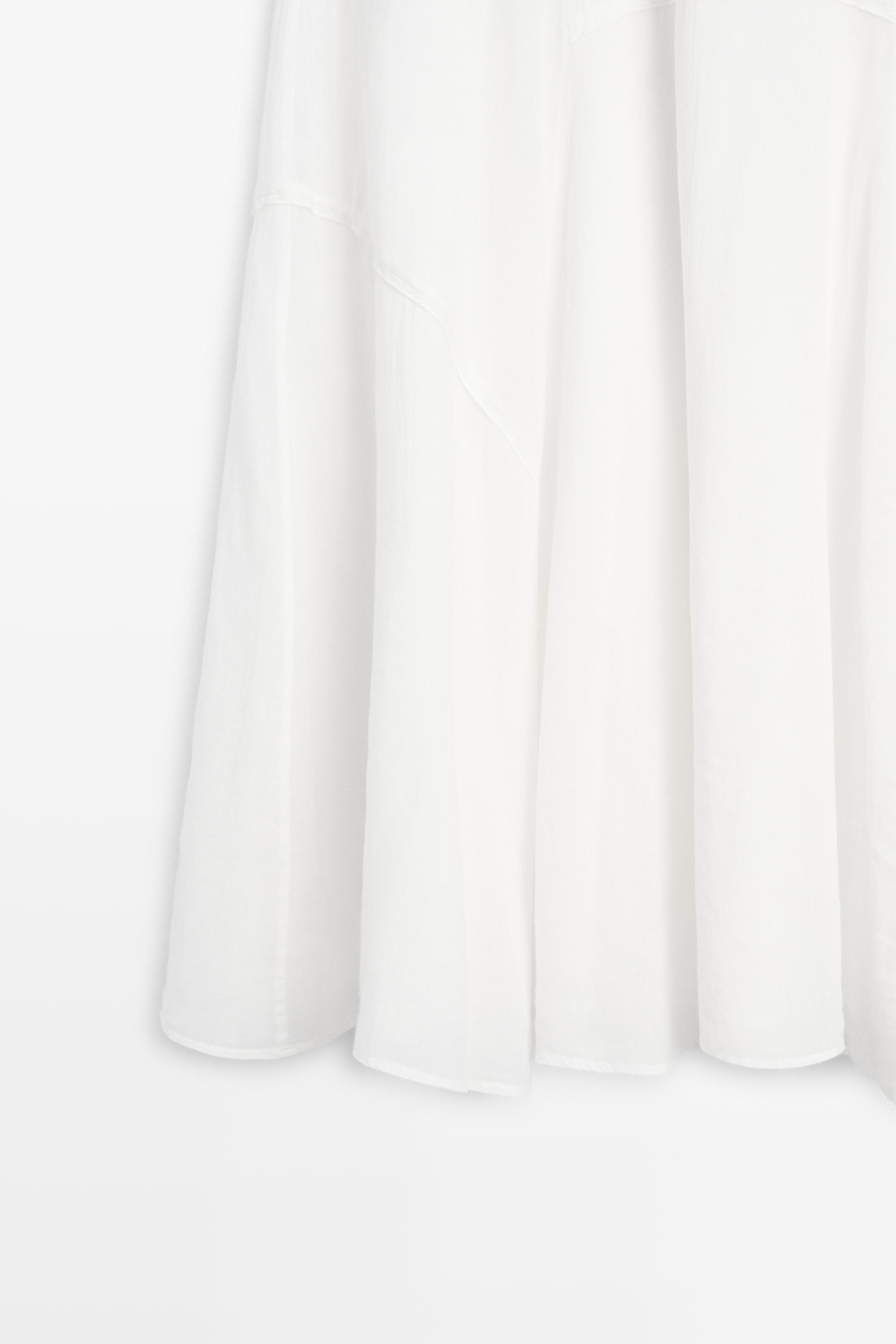 Falda midi fluida detalle paneles · Blanco · Lentes De Sol | Massimo Dutti