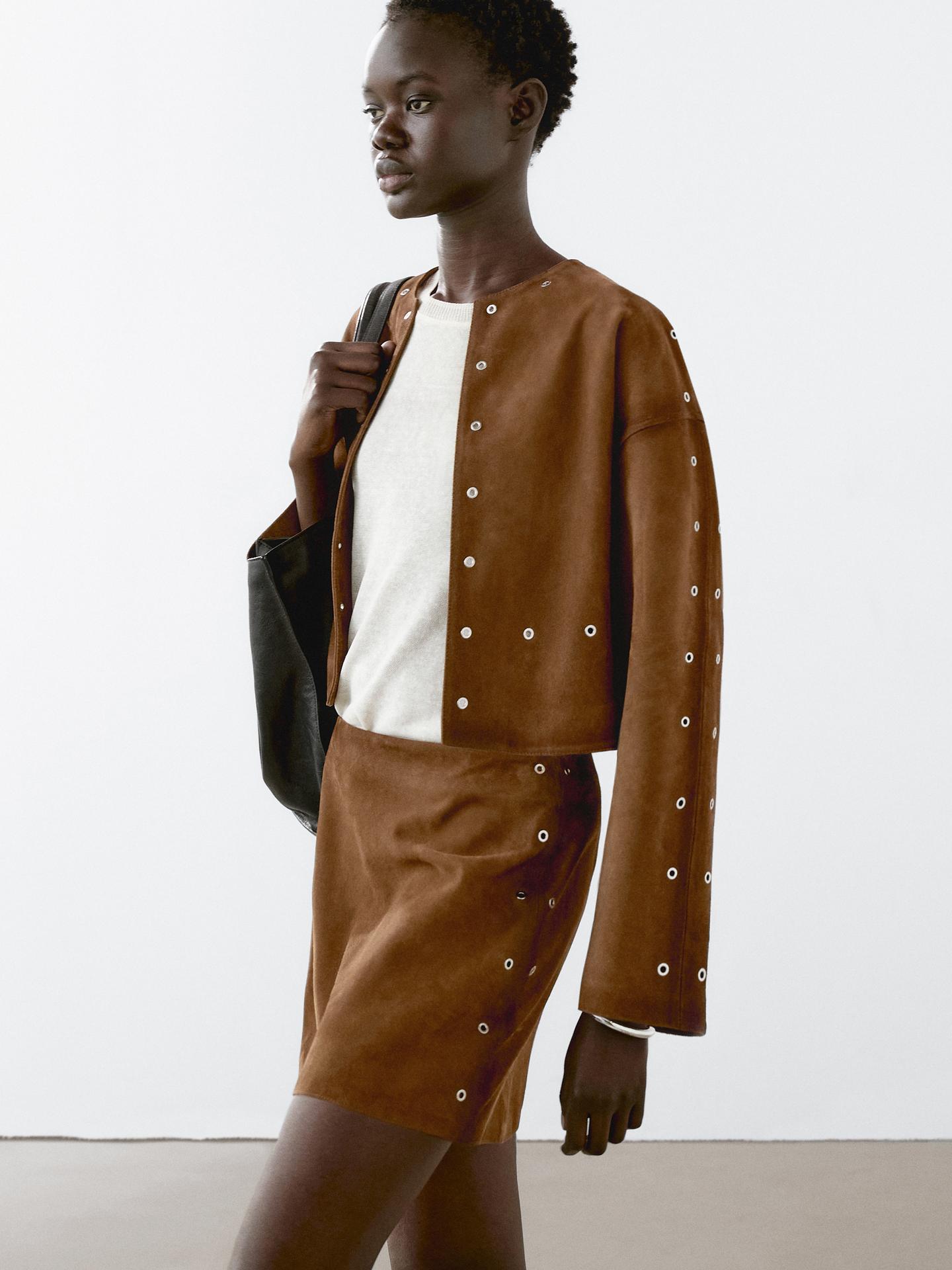 Saia mini eyelets pel ante · Lavado · Saias | Massimo Dutti