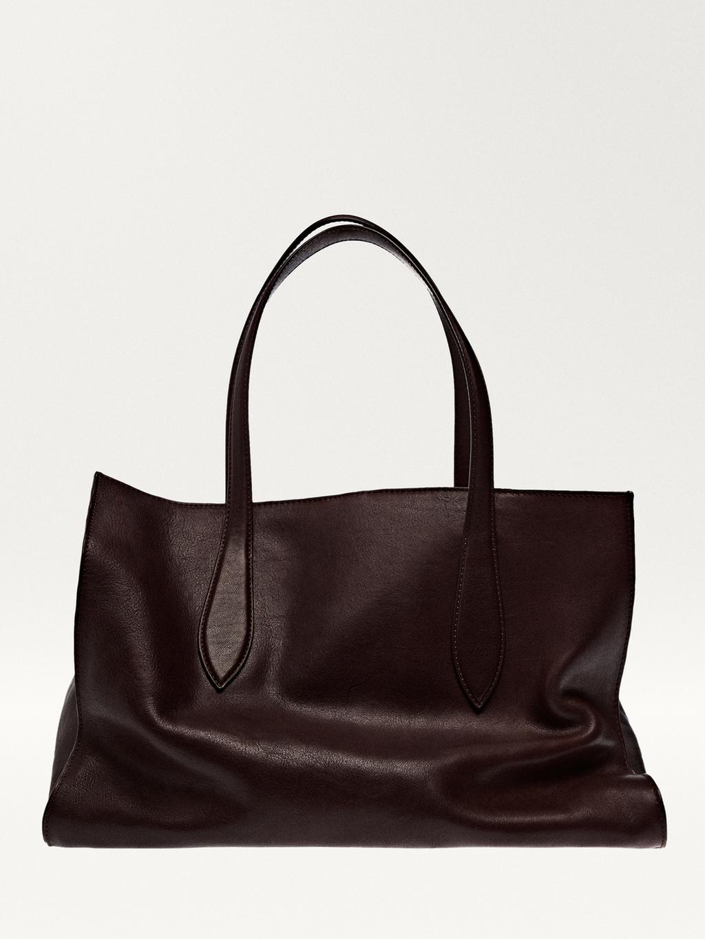 Nappa leather maxi tote bag · Reddish Brown, Beige, Black · Leather ...