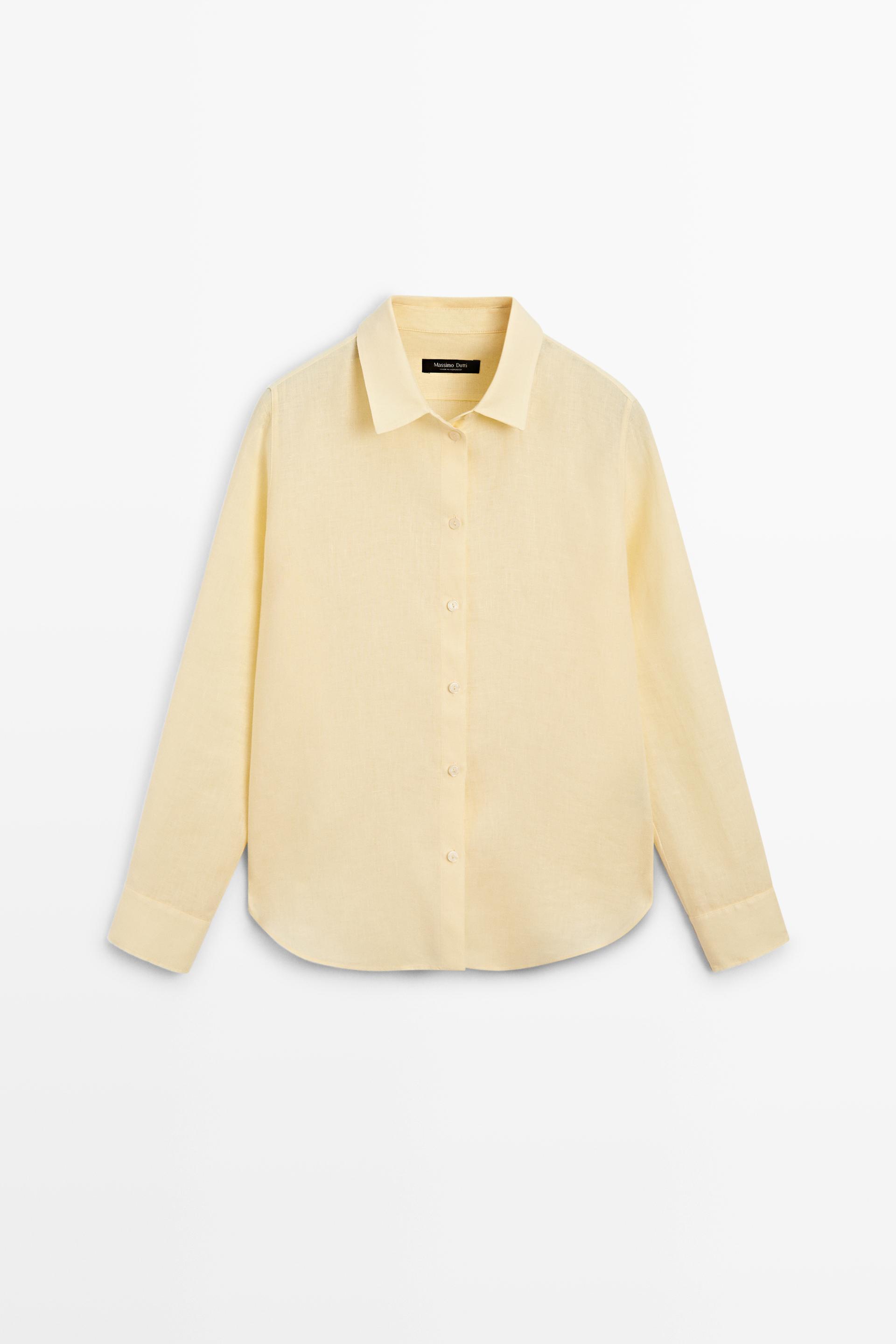 Camisa fluida 100% lino · Amarillo Medio, Azul Marino, Añil, Arcilla ...