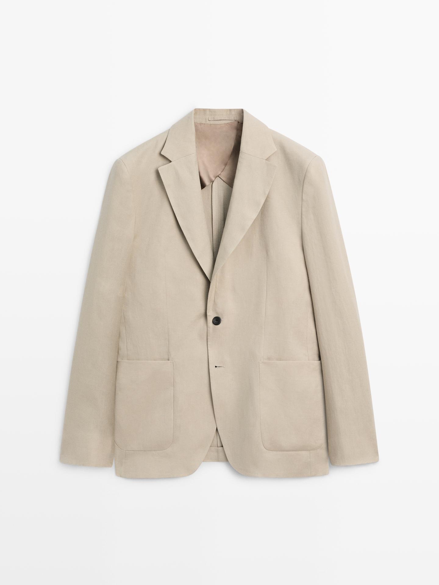 Blazer de fato 100% linho · Bege · Blazers | Massimo Dutti
