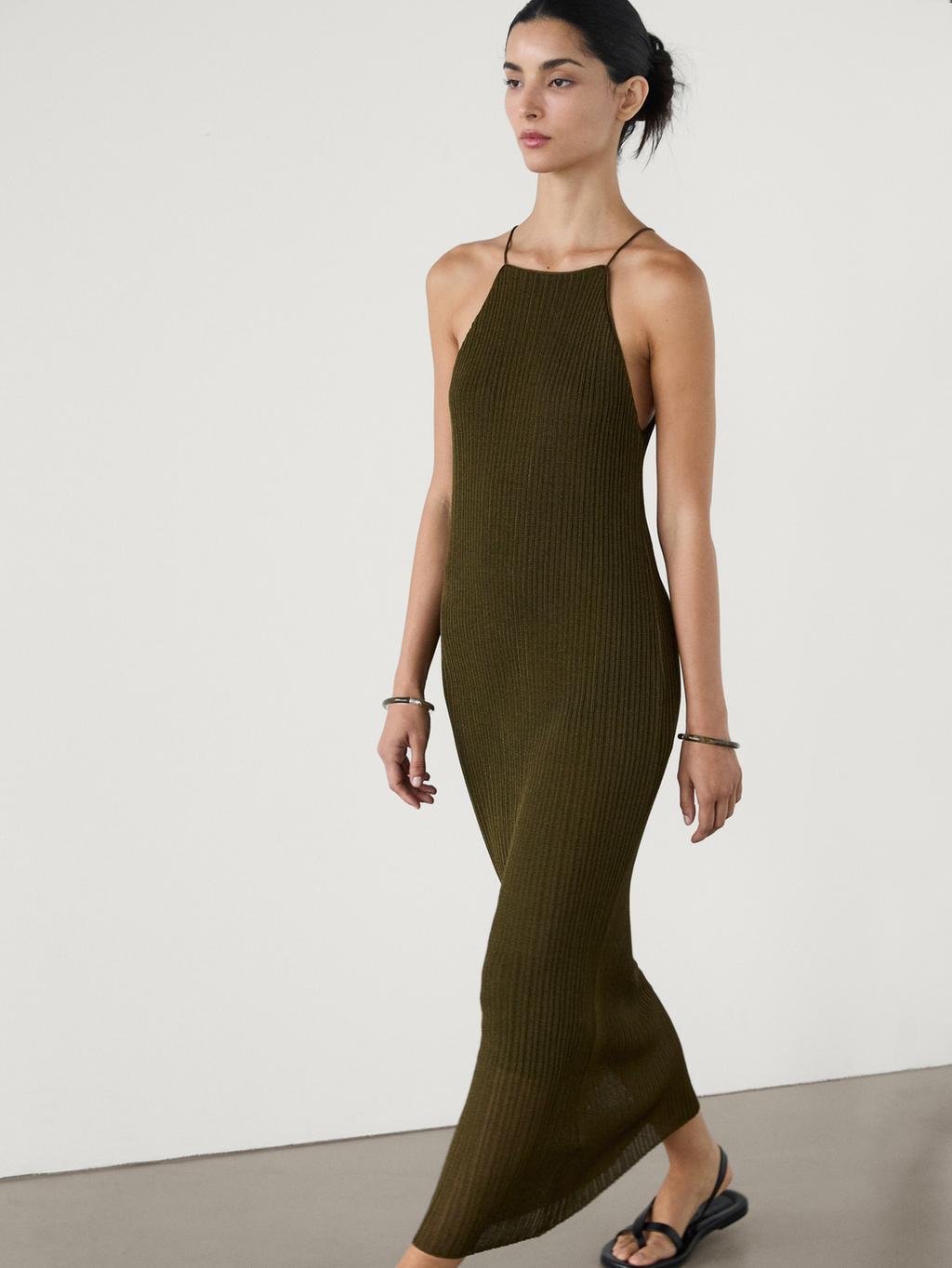 Long ribbed knit dress · Moss, Black · Smart / Dresses And Jumpsuits ...