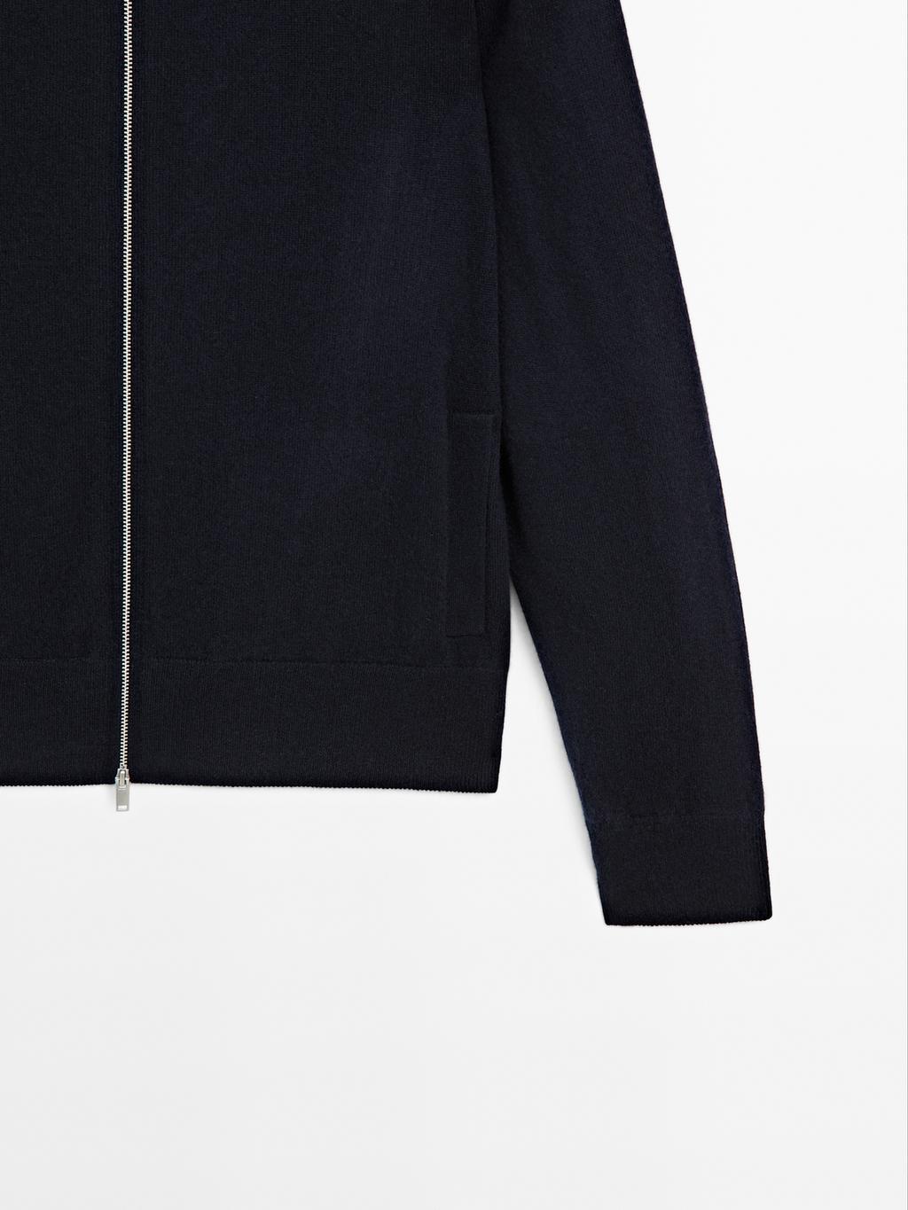 100% cashmere zip-up cardigan · Navy Blue, Dark Grey · Sweaters ...