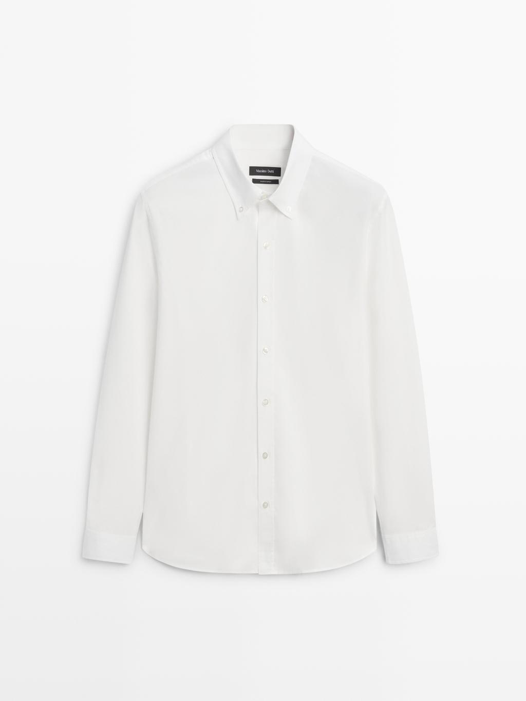 Regular-fit 100% cotton shirt · Off White · Shirts | Massimo Dutti