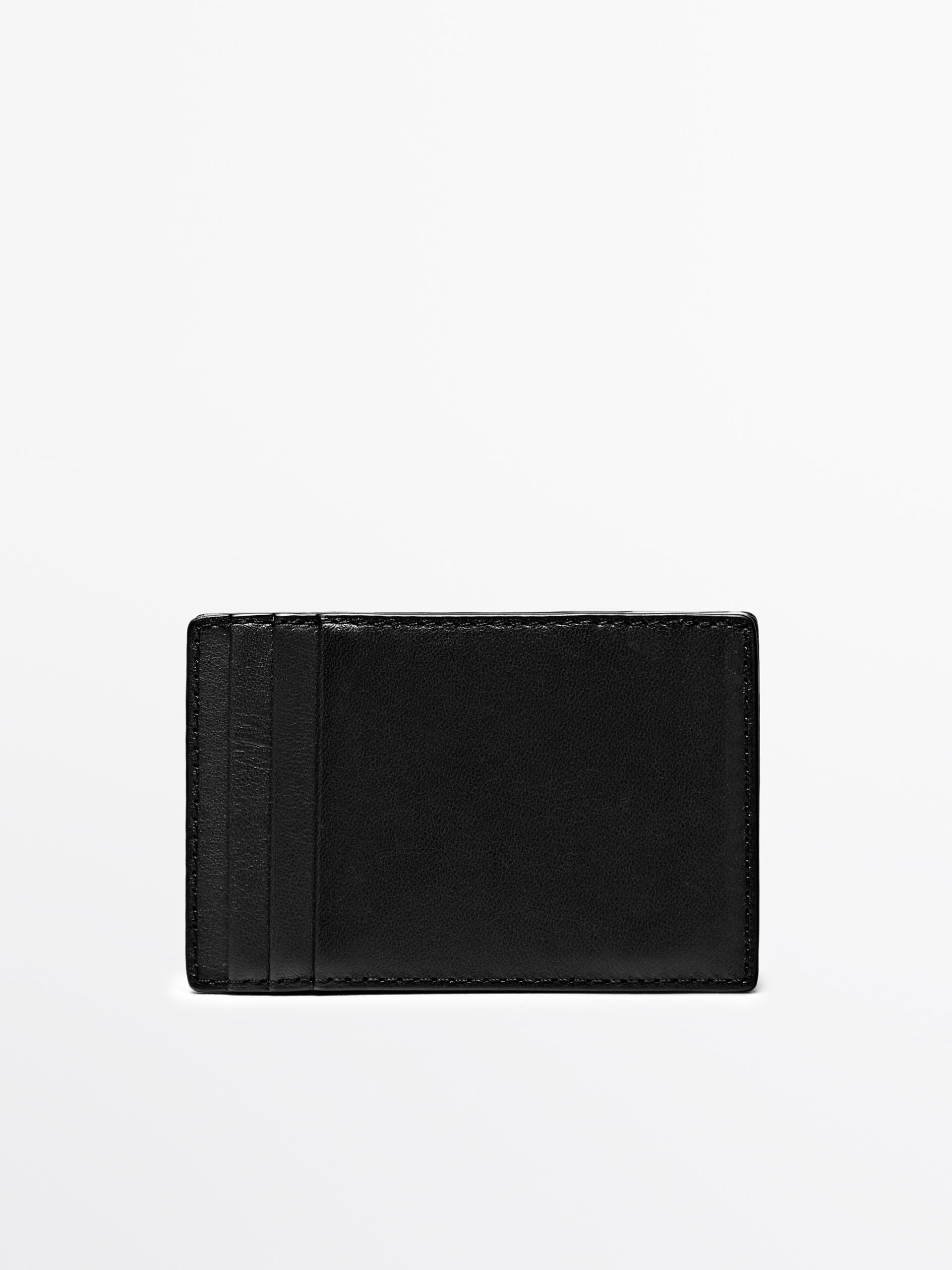 Vertical ‘magic’ nappa leather wallet · ดำ · Accessories | Massimo Dutti