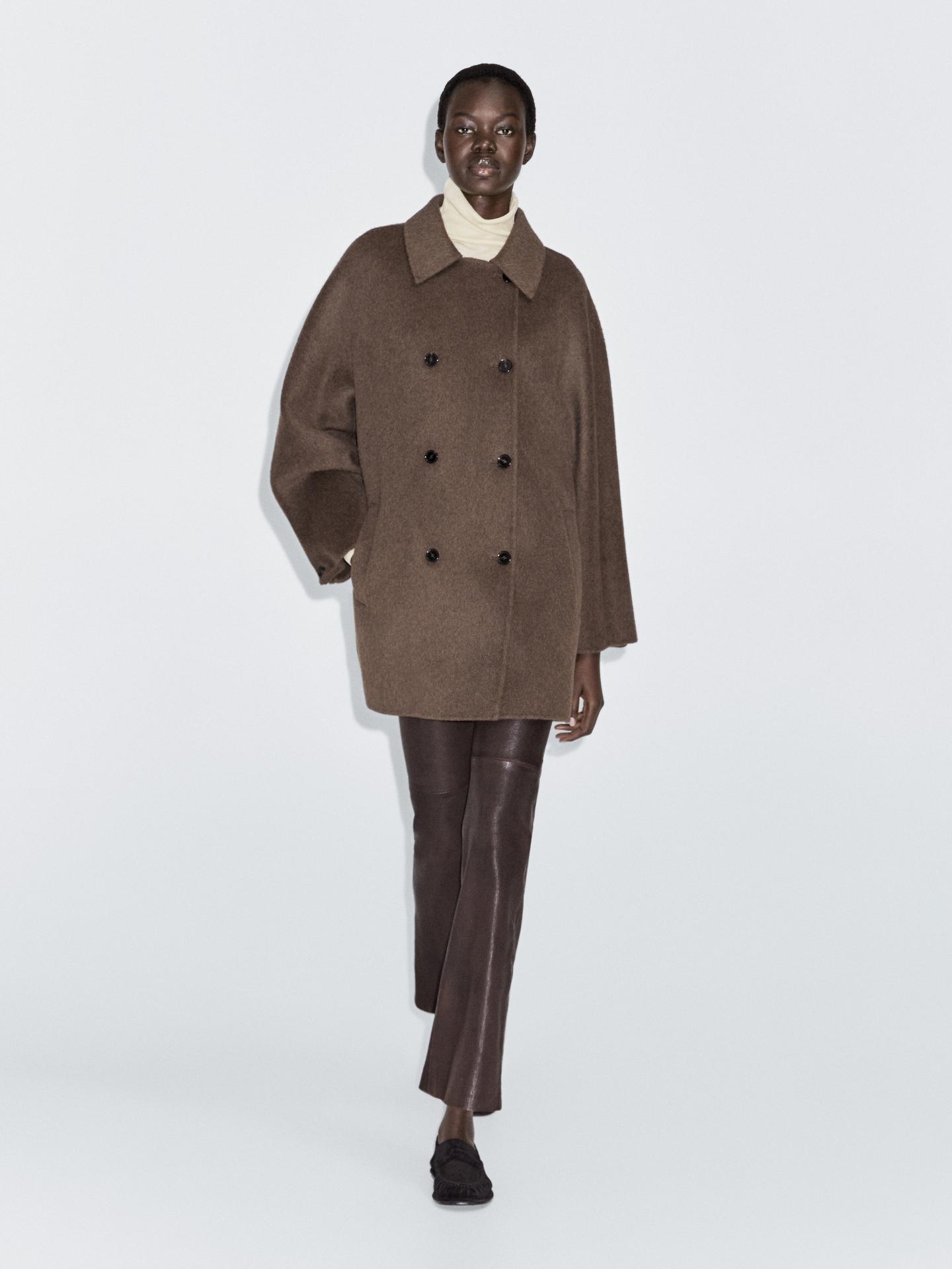 Kaput na preklop od mešavine vune · Braon · Coats | Massimo Dutti