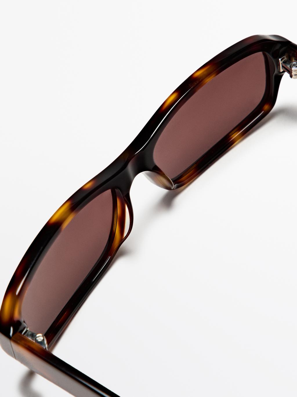 Rectangular tortoiseshell-effect sunglasses · Brown · Sunglasses ...