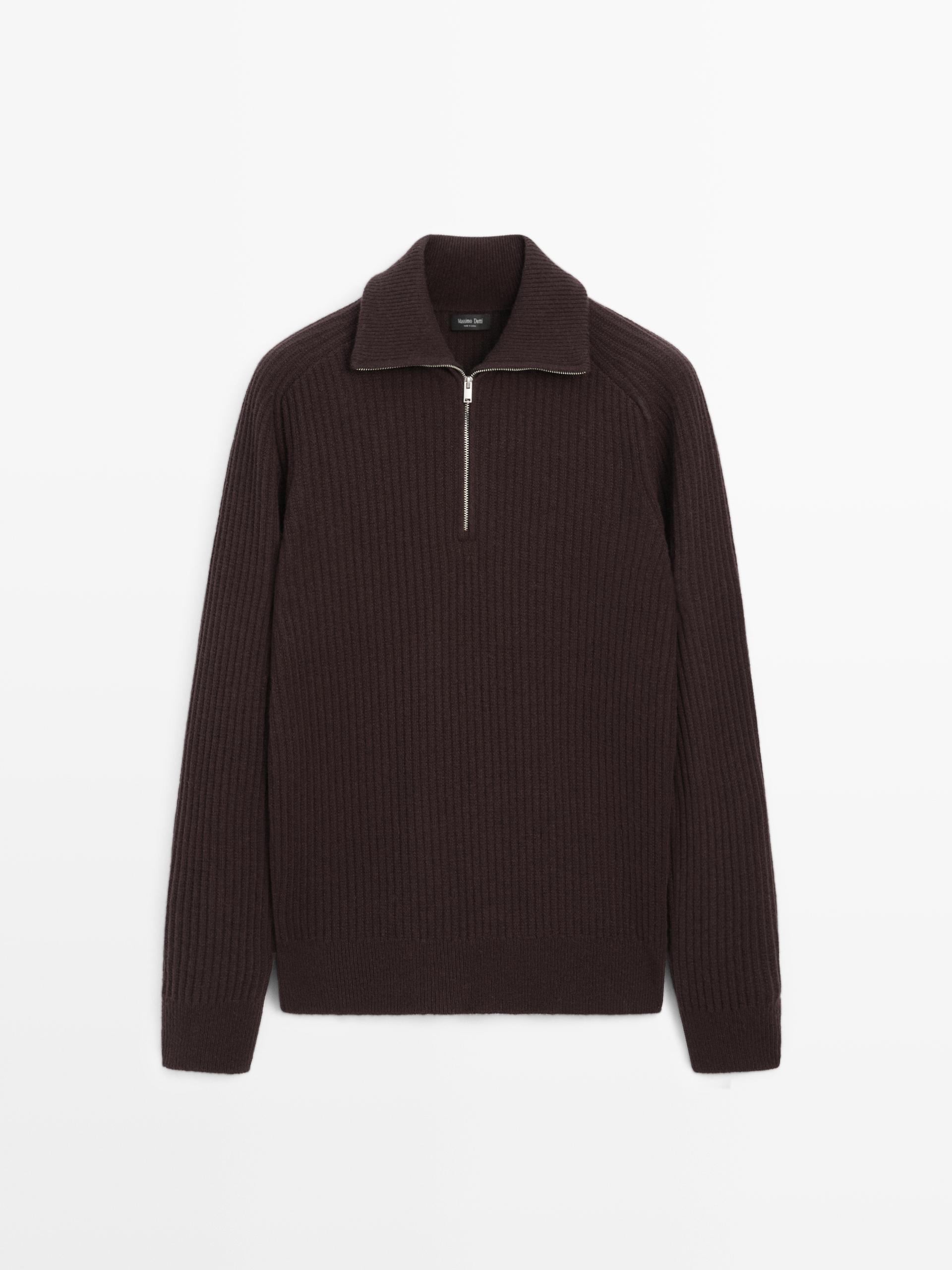Wool blend mock neck sweater · Maroon · Sweaters | Massimo Dutti