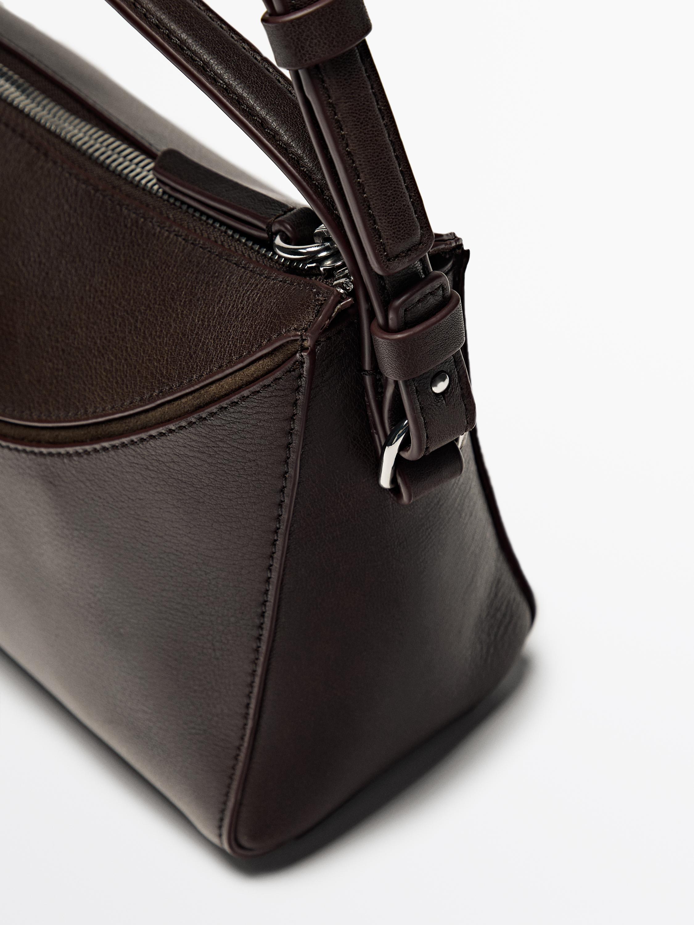 Nappa leather bag with curved detail · Brown · Accessories | Massimo Dutti