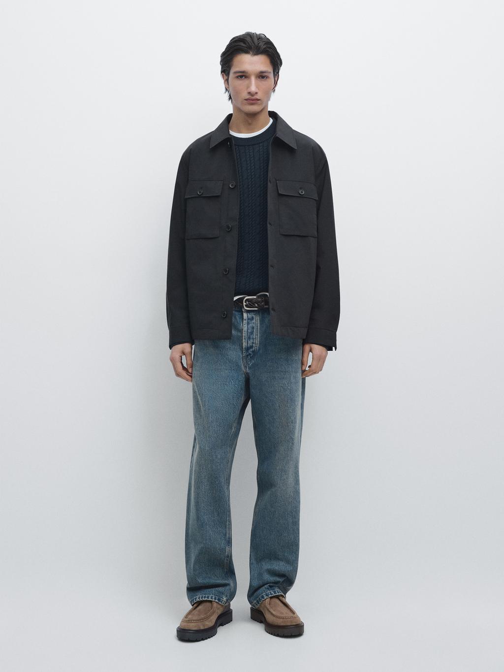 Jaket pendek dengan detail saku · Biru Navy · Coats | Massimo Dutti