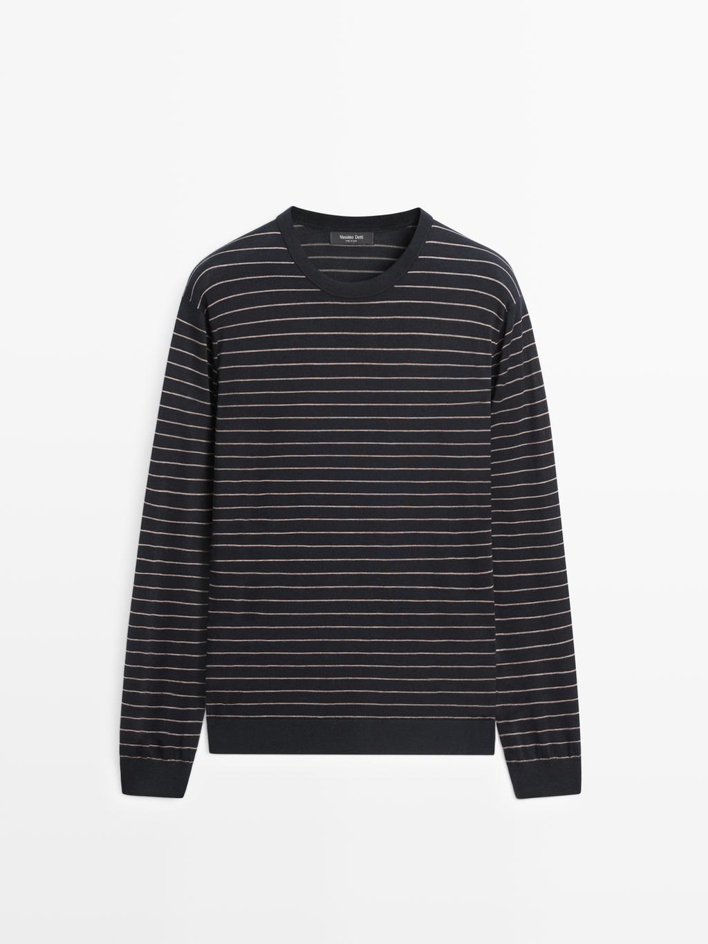 Kaus lengan panjang bergaris · Biru Navy · Sweaters | Massimo Dutti