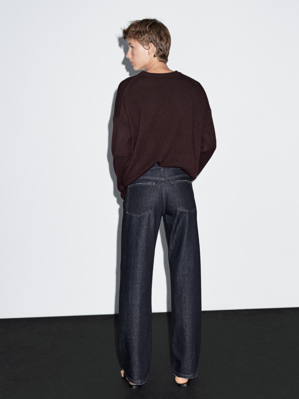 Jean straight mid-rise couture apparente · Bleu Sombre · Pantalons ...