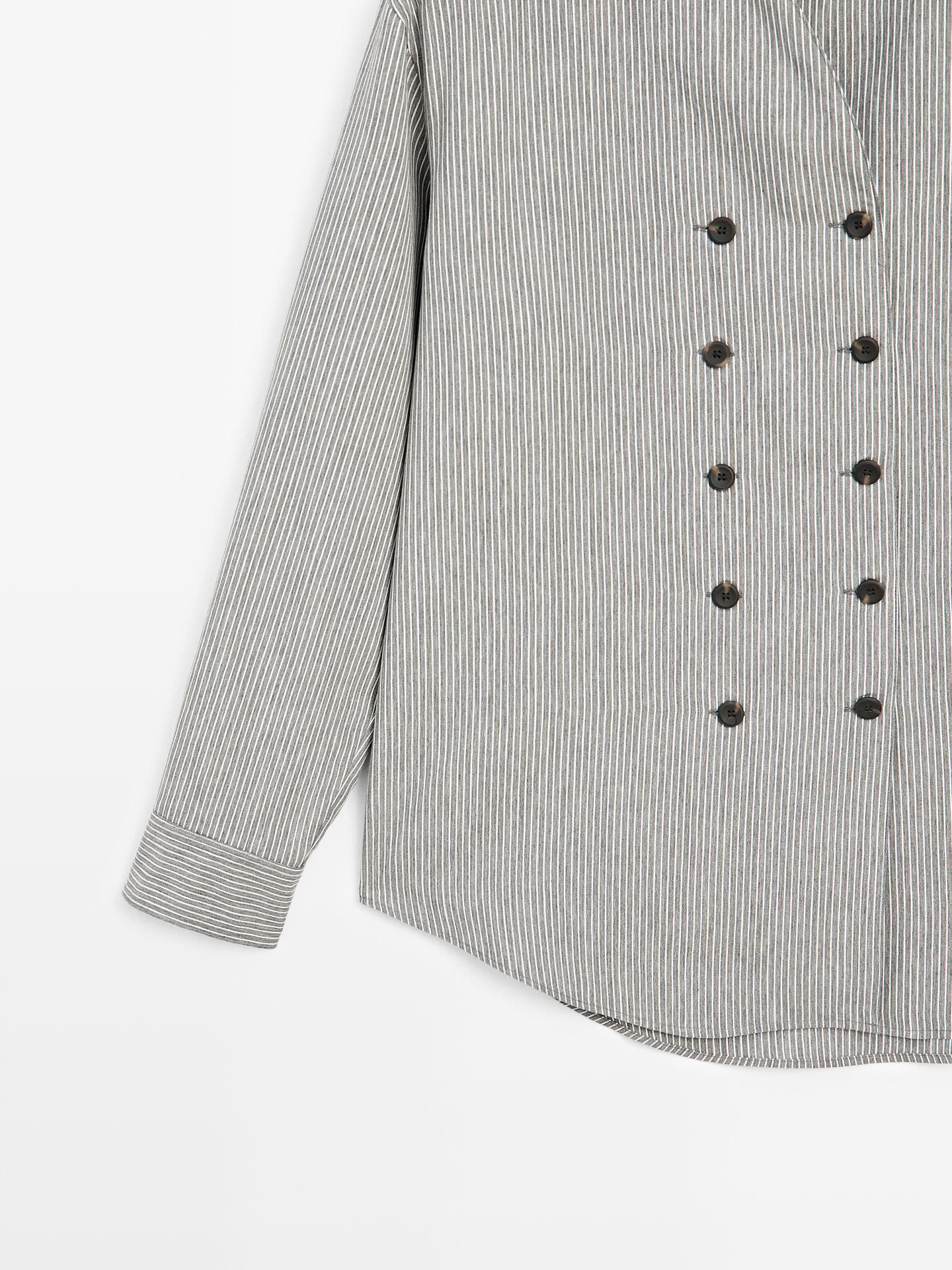 Striped flowing shirt with button details · Grey · Shirts | Massimo Dutti