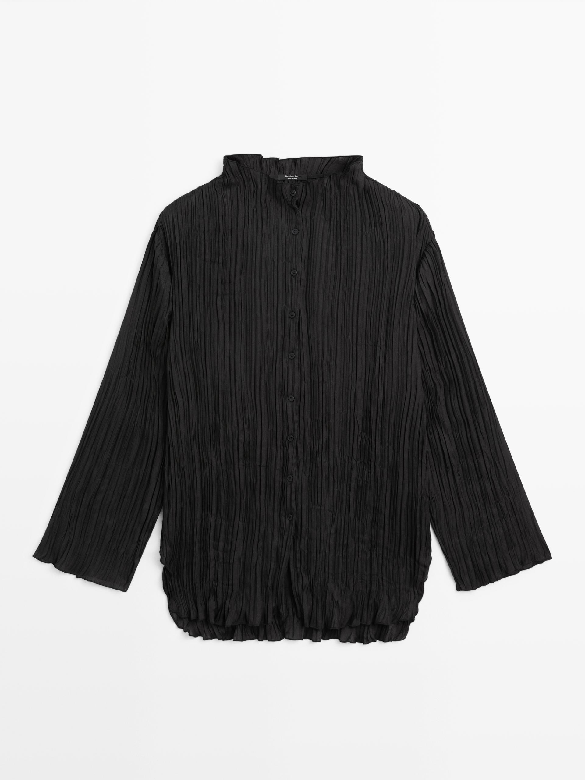 Flowing shirt with pleated detail · Black · Shirts | Massimo Dutti