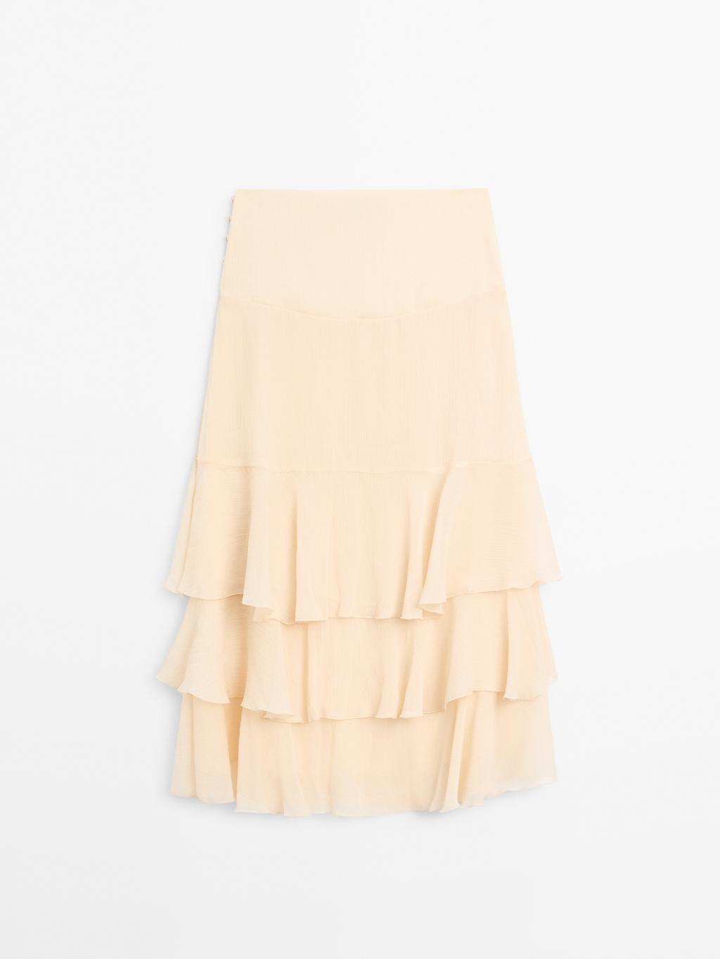 Long ruffled skirt with sash · Cream · Sunglasses | Massimo Dutti