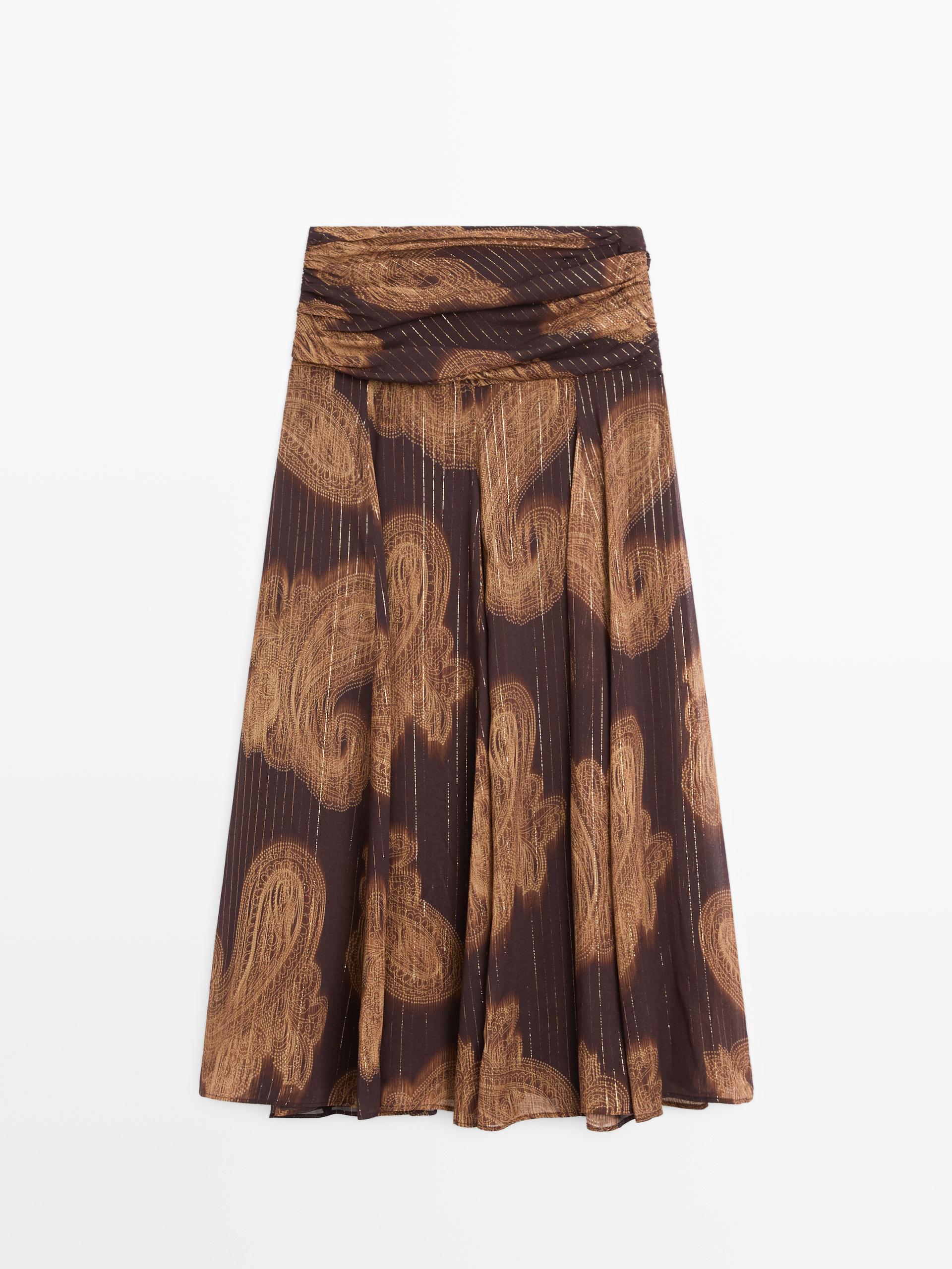 Lepršava midi suknja sa kašmir dezenom · Braon · Sunglasses | Massimo Dutti