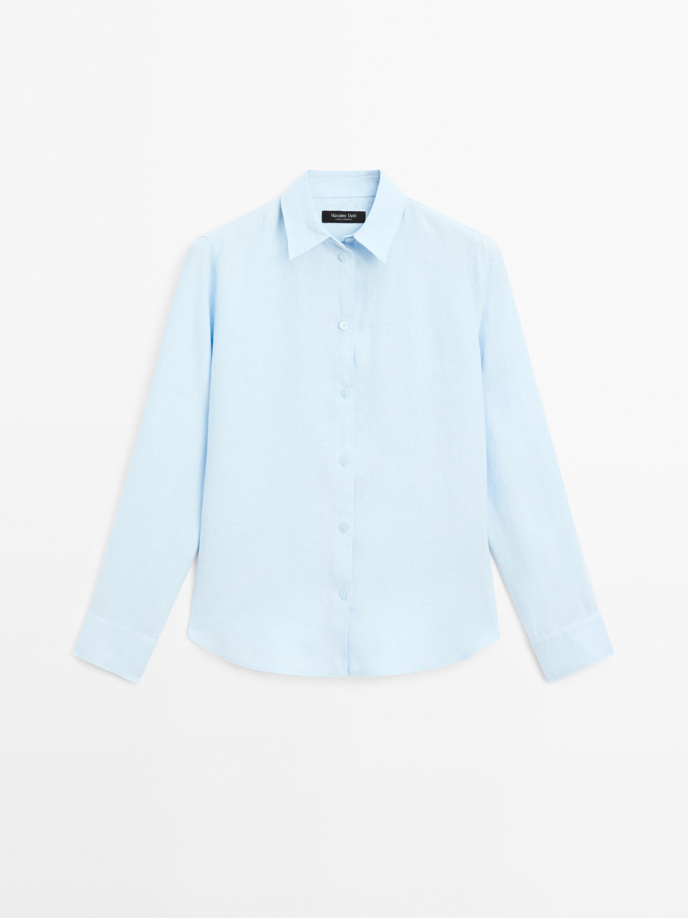 Cămașă vaporoasă din in 100% · Azuriu, Alb, Verde Deschis, Verde, Grena ...