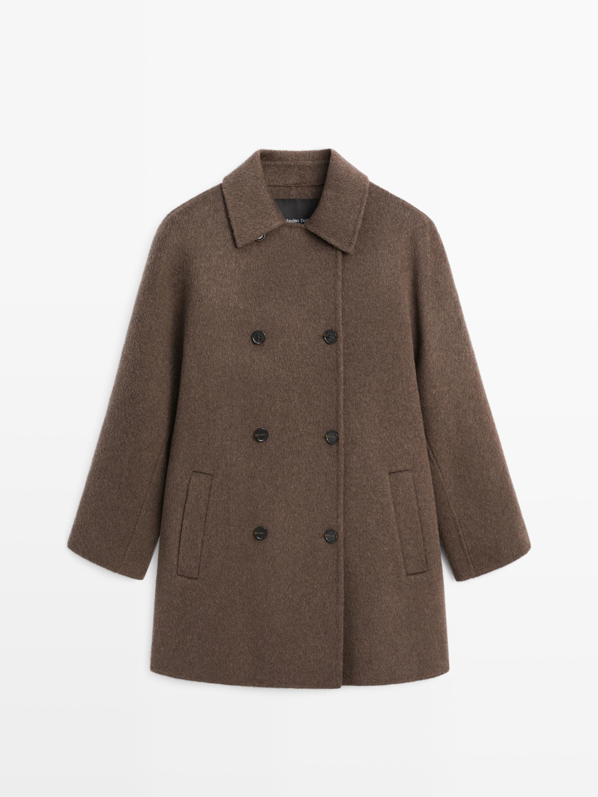 Kratki kaput na preklop od mešavine vune · Braon · Coats And Jackets | Massimo Dutti