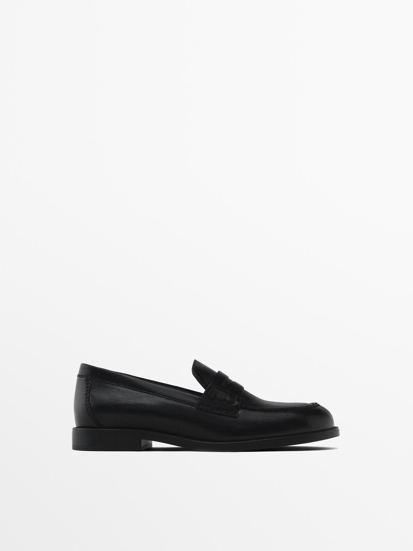 Leren loafer met wreefband · Zwart · Topánky | Massimo Dutti