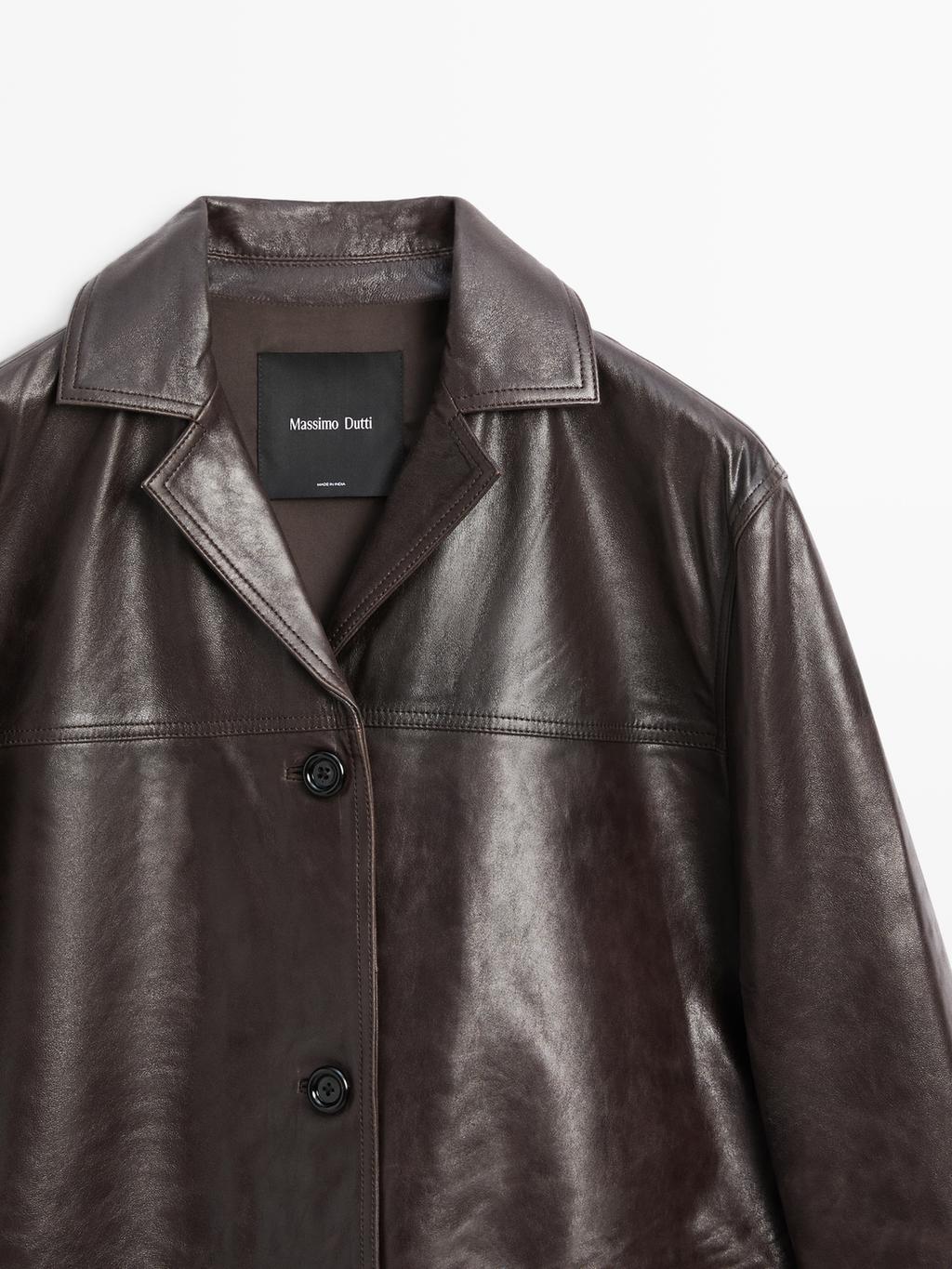 Americana botones piel napa · Marrón · Cazadora | Massimo Dutti
