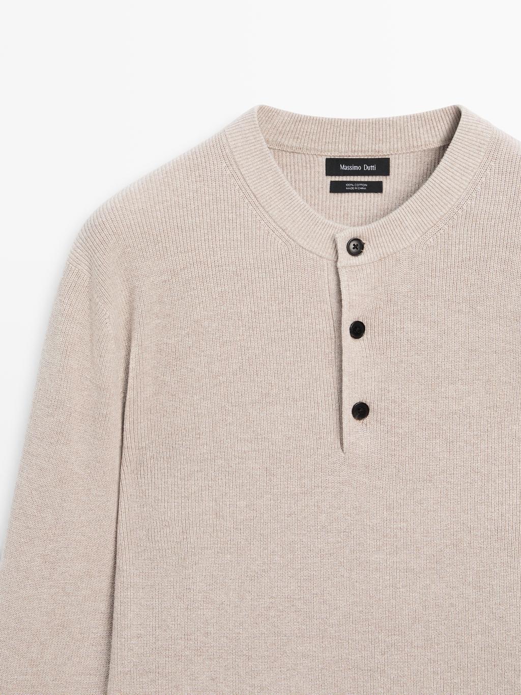 Jersey punto mouline 100% algodón · Beige · Jerséis | Massimo Dutti