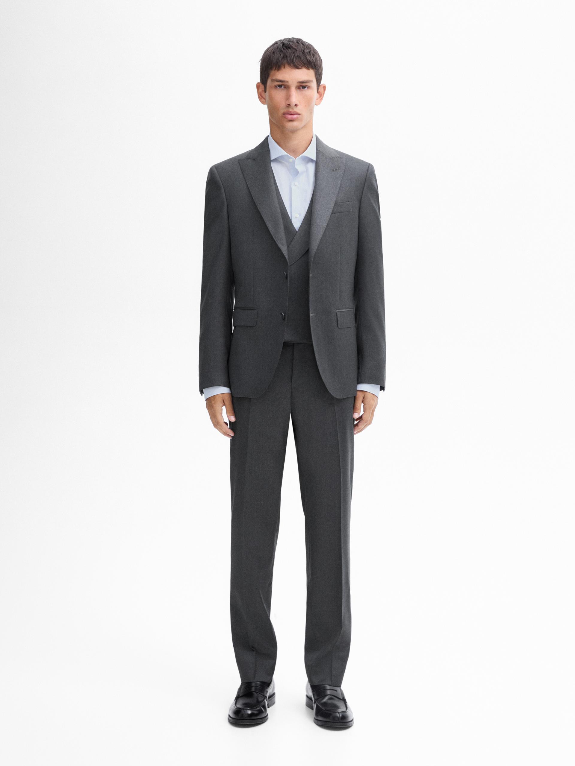 Unifarbene Anzugweste aus 100% Wolle · Marineblau · Mäntel | Massimo Dutti