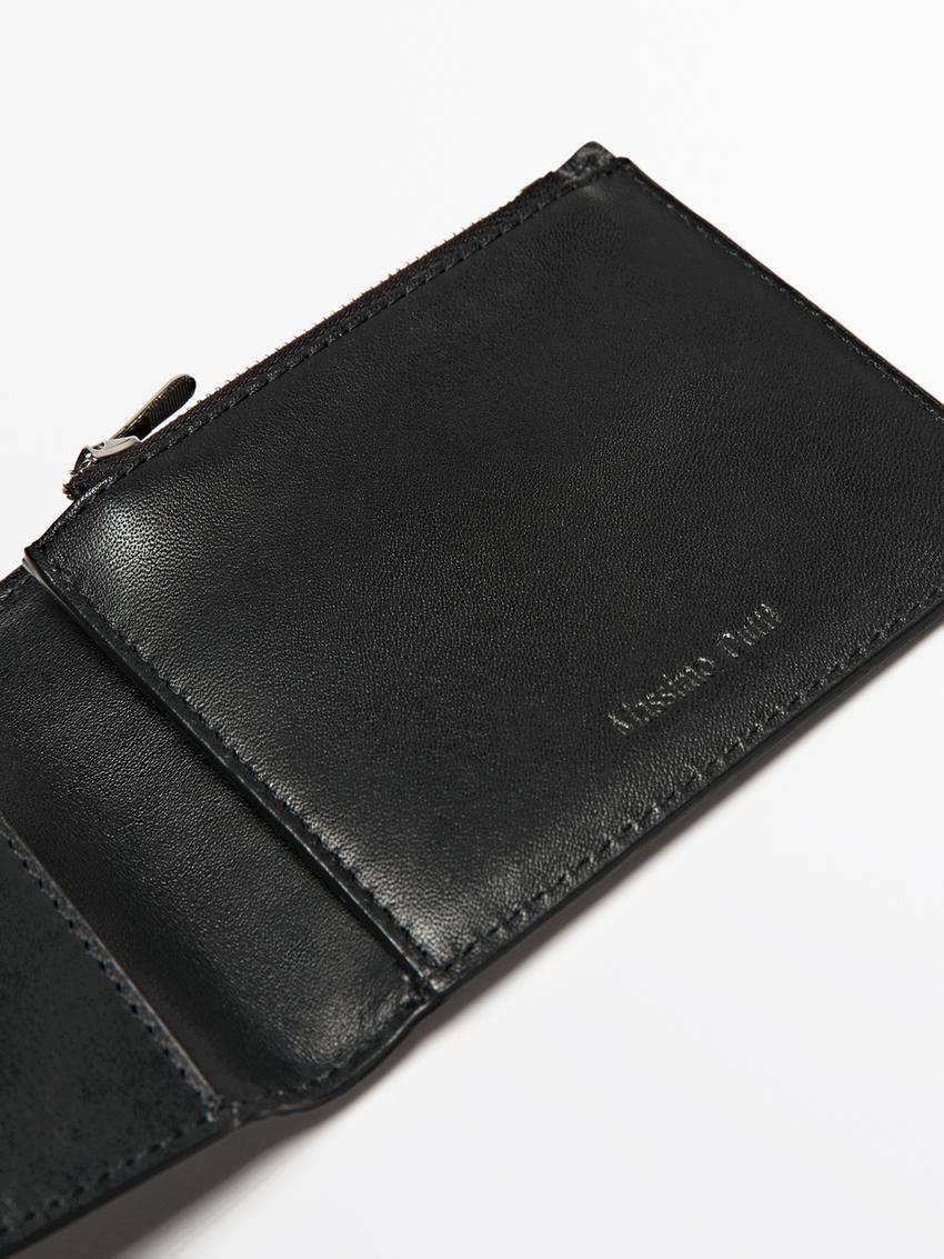 Nappa leather landscape wallet · Black · Accessories | Massimo Dutti