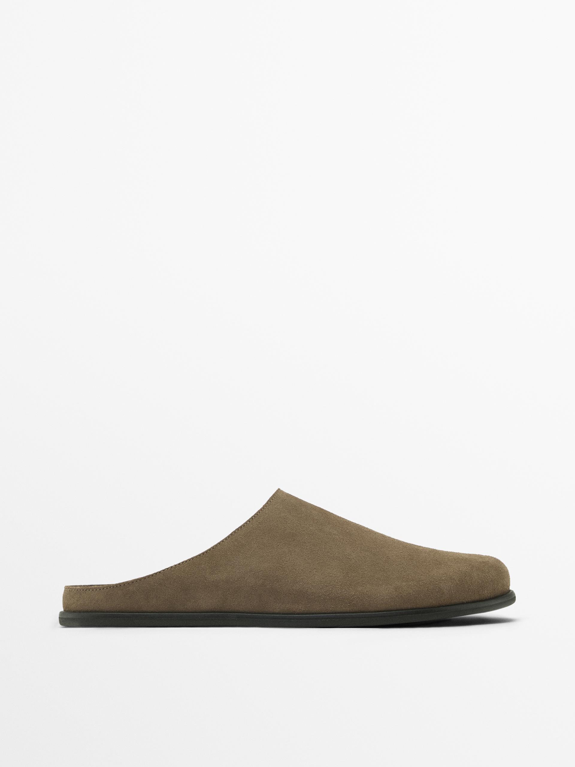 Sabots en croûte de cuir · Vison · Chaussures | Massimo Dutti
