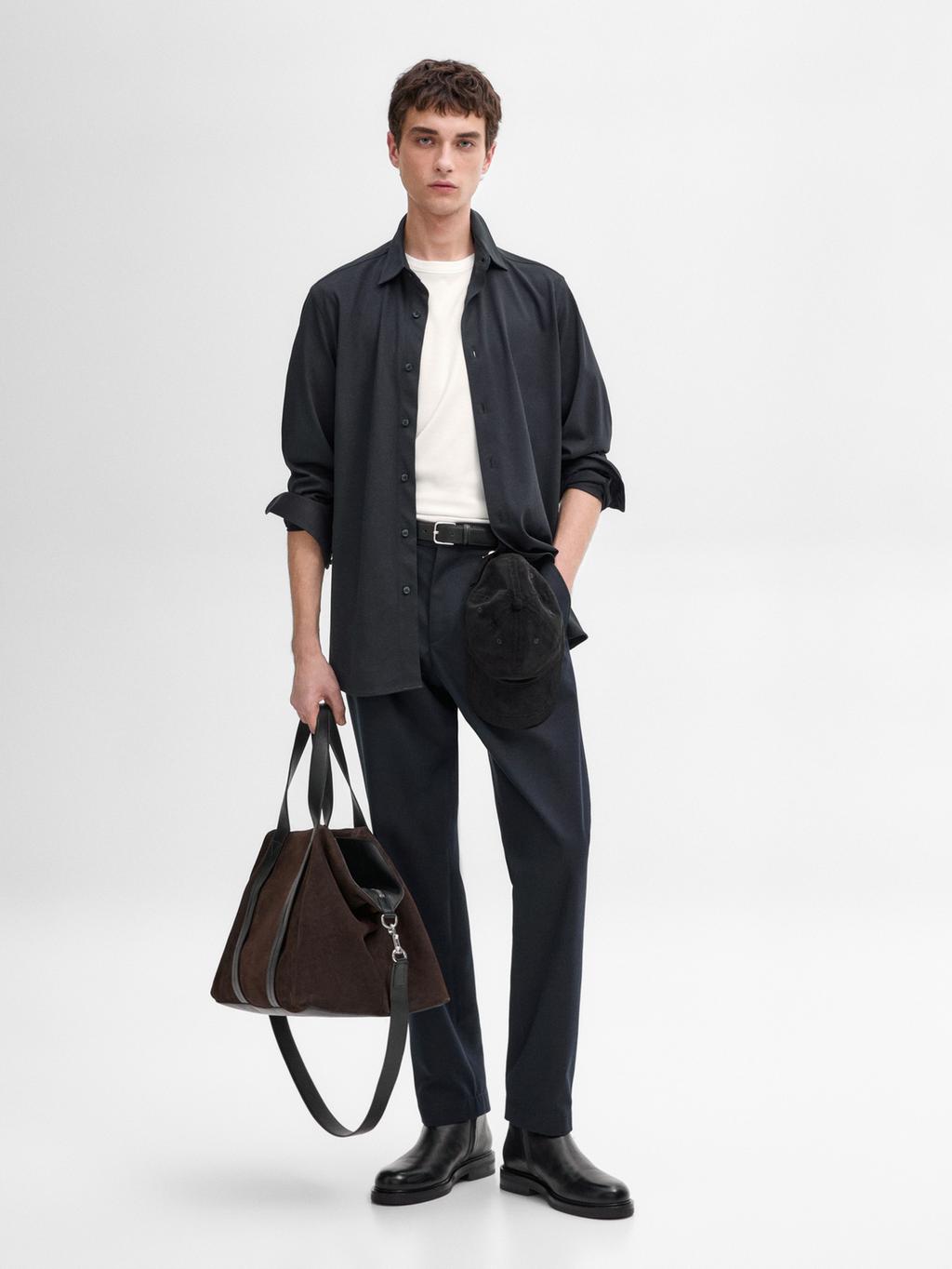 100% cotton shirt · Blue, Dark Green · Shirts | Massimo Dutti