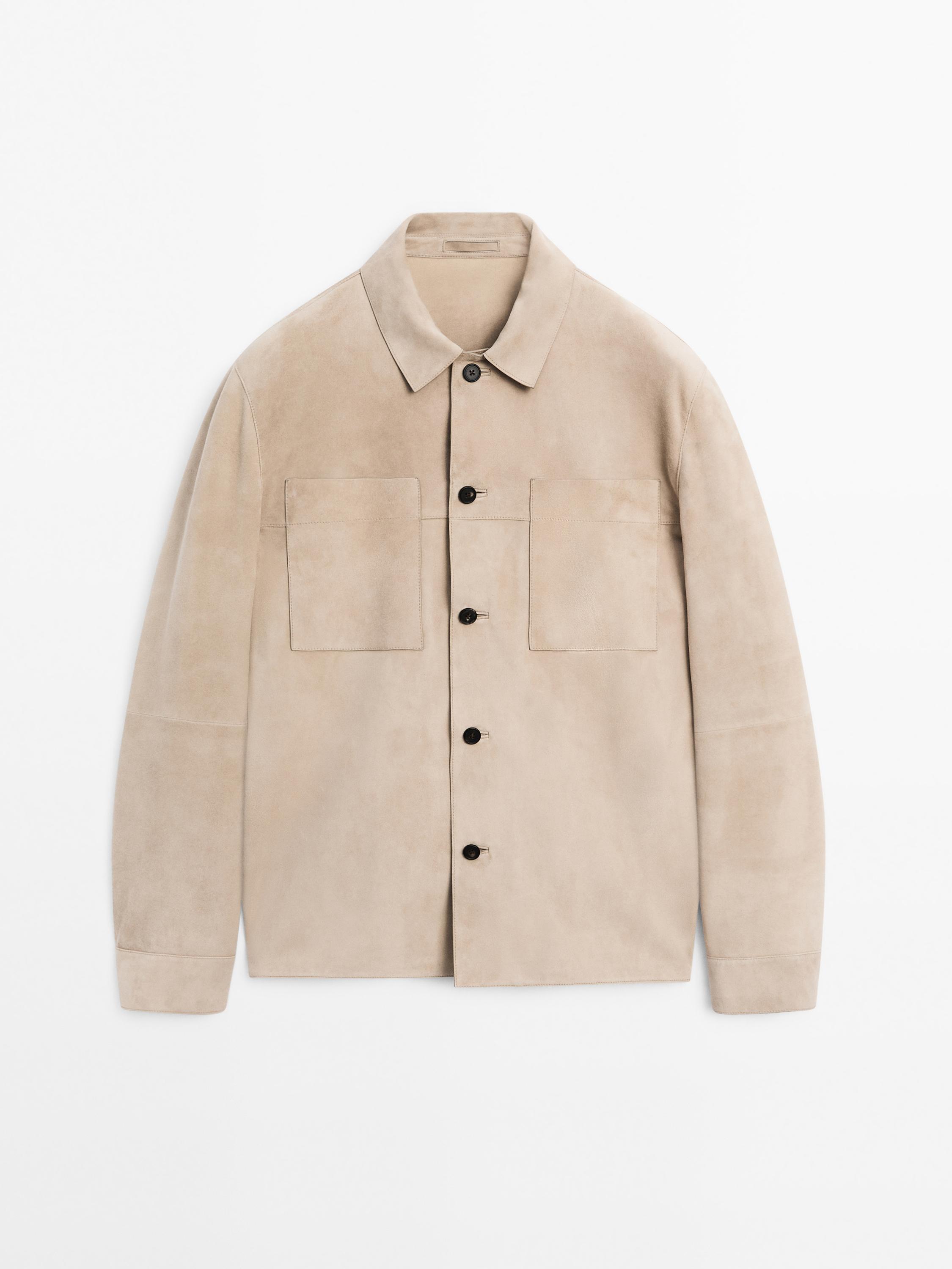 Suede leather overshirt · Light Beige · Skirts | Massimo Dutti